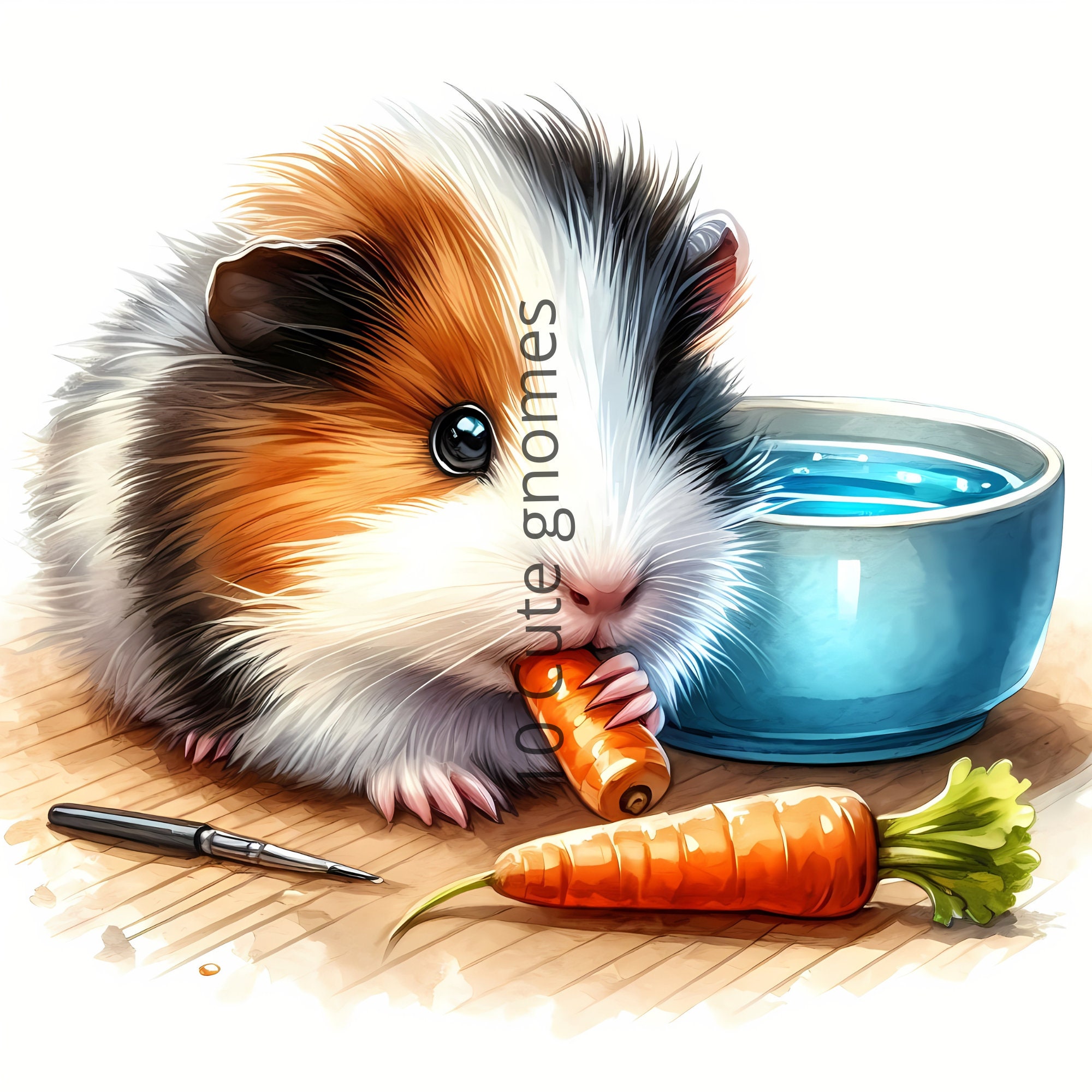10 Cute Guinea Pig Clipart Designs, Clipart Bundle, Watercolor, PNG and ...