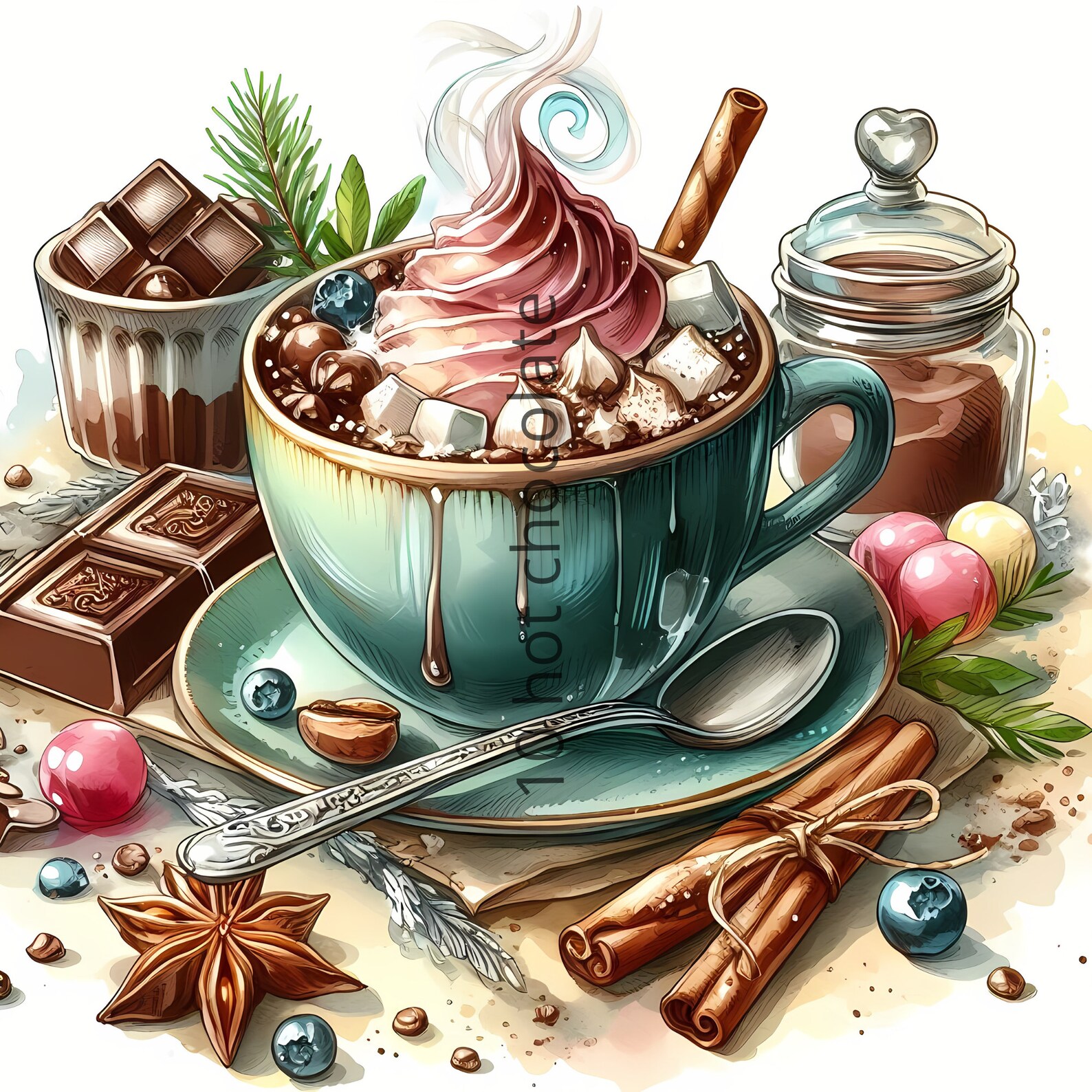 10 Hot Chocolate Cups Clipart Designs, Clipart Bundle, PNG and JPG ...