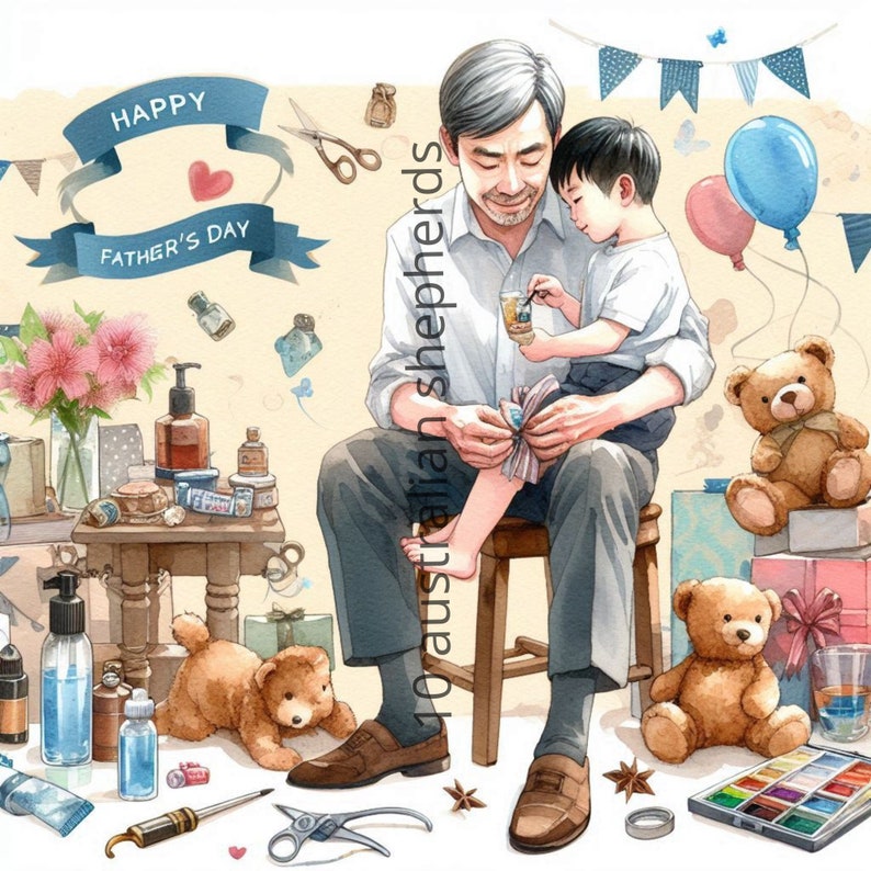 10 Cute Fathers Day Clipart Designs, Watercolor, High Quality Clipart ...
