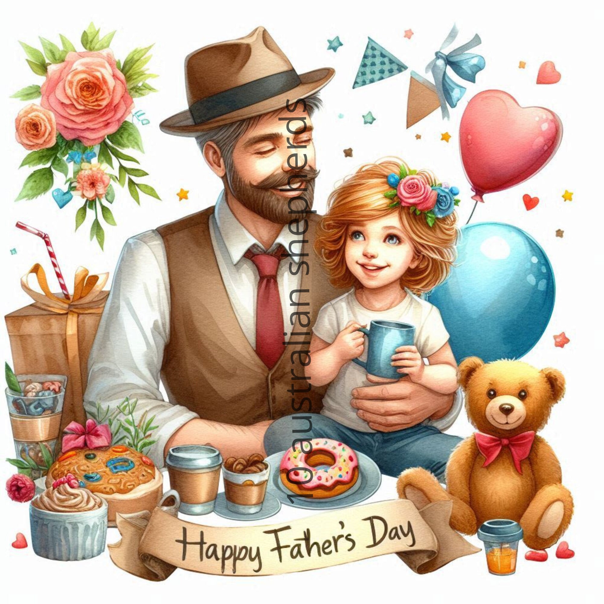 10 Cute Fathers Day Clipart Designs, Watercolor, High Quality Clipart ...