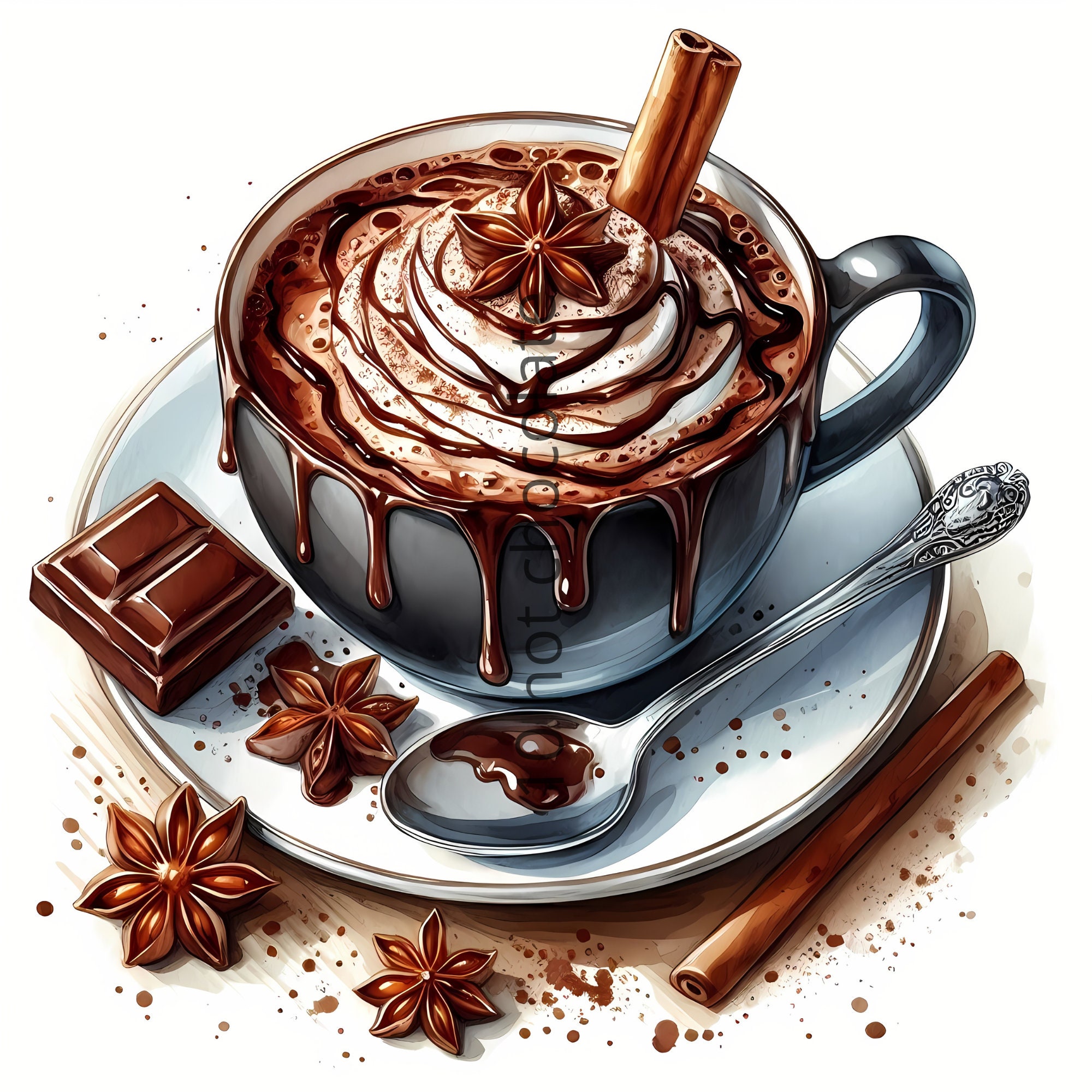 10 Hot Chocolate Cups Clipart Designs, Clipart Bundle, PNG and JPG ...
