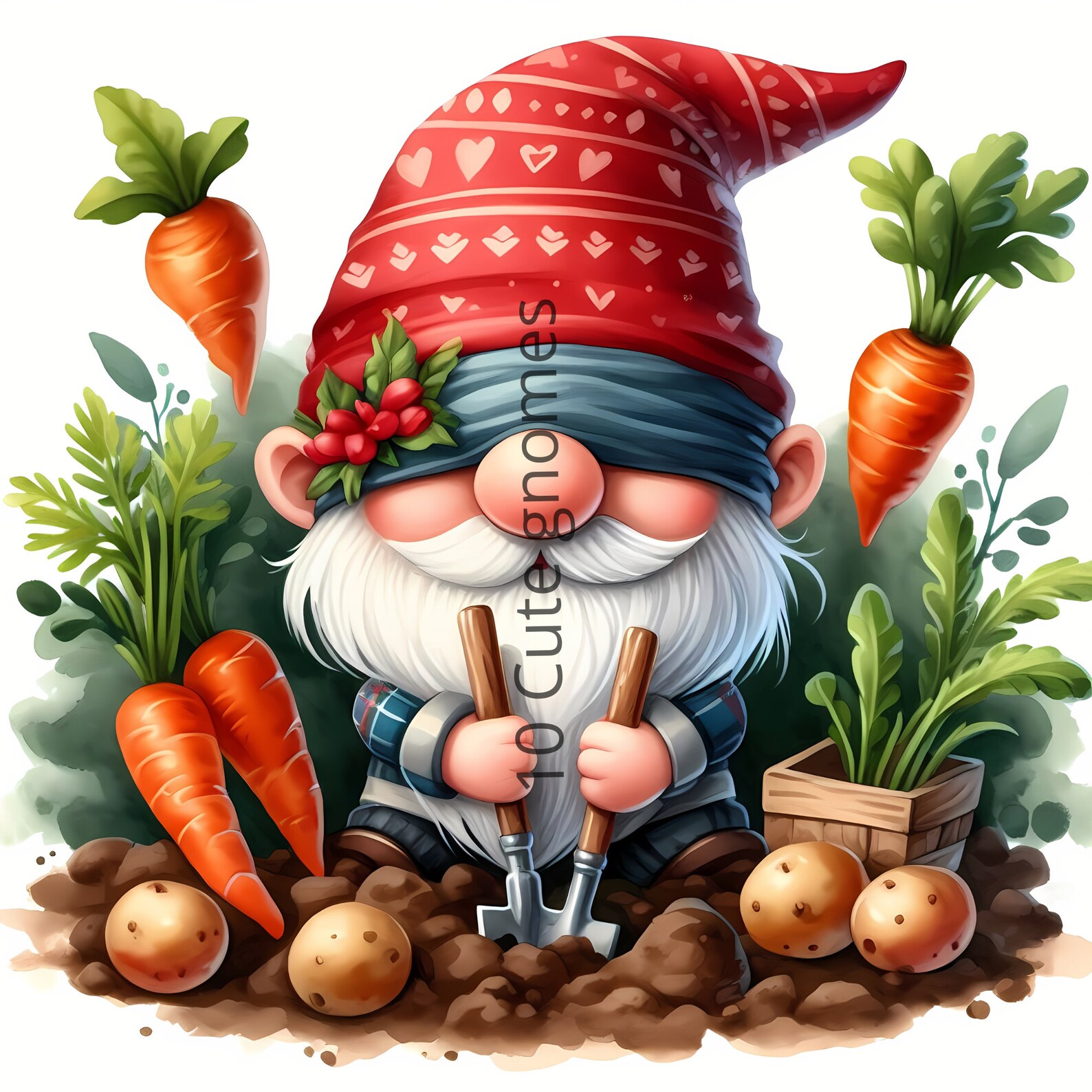 10 Gnomes Clipart Designs, Clipart Bundle, Watercolor, PNG and JPG ...