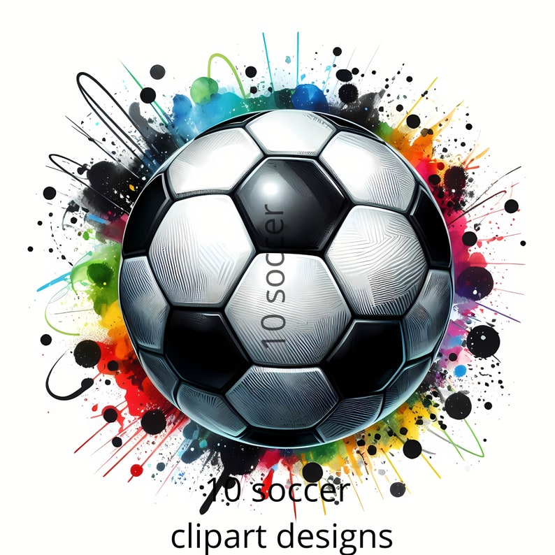 10 Soccer Clipart Designs, Clipart Bundle, Watercolor, PNG and JPG ...
