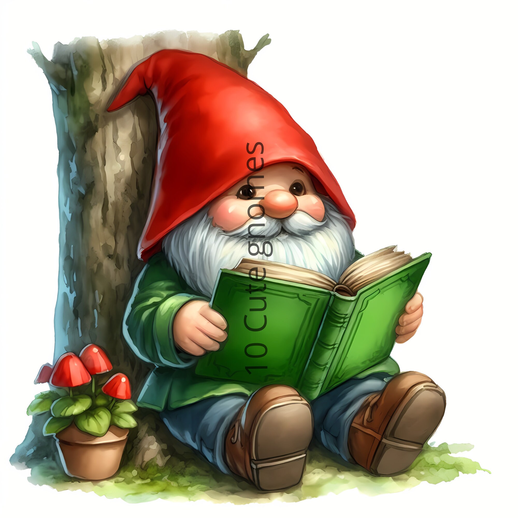 10 Gnomes Clipart Designs, Clipart Bundle, Watercolor, PNG and JPG ...
