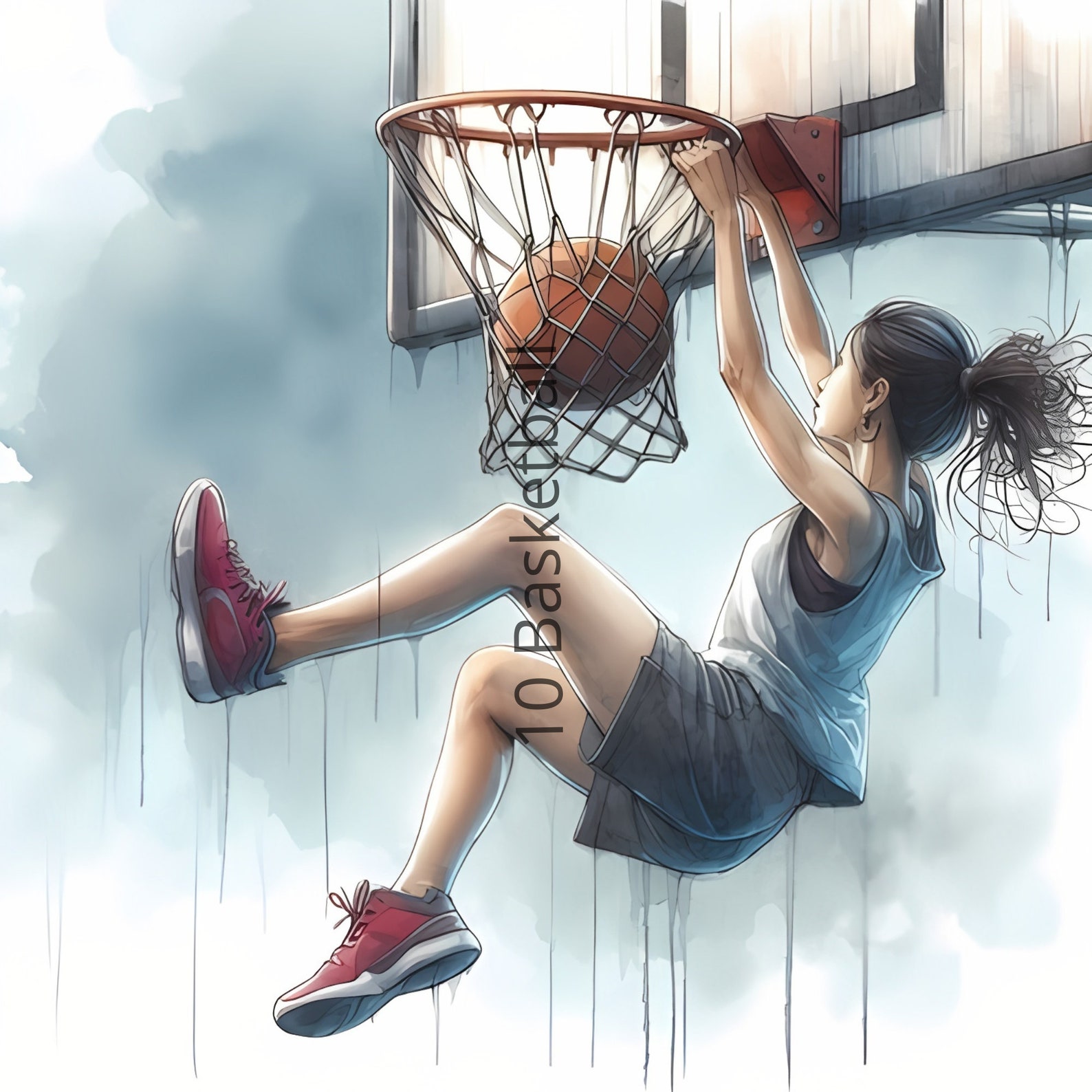 10 Basketball Clipart Designs, Clipart Bundle, Watercolor, PNG and JPG ...