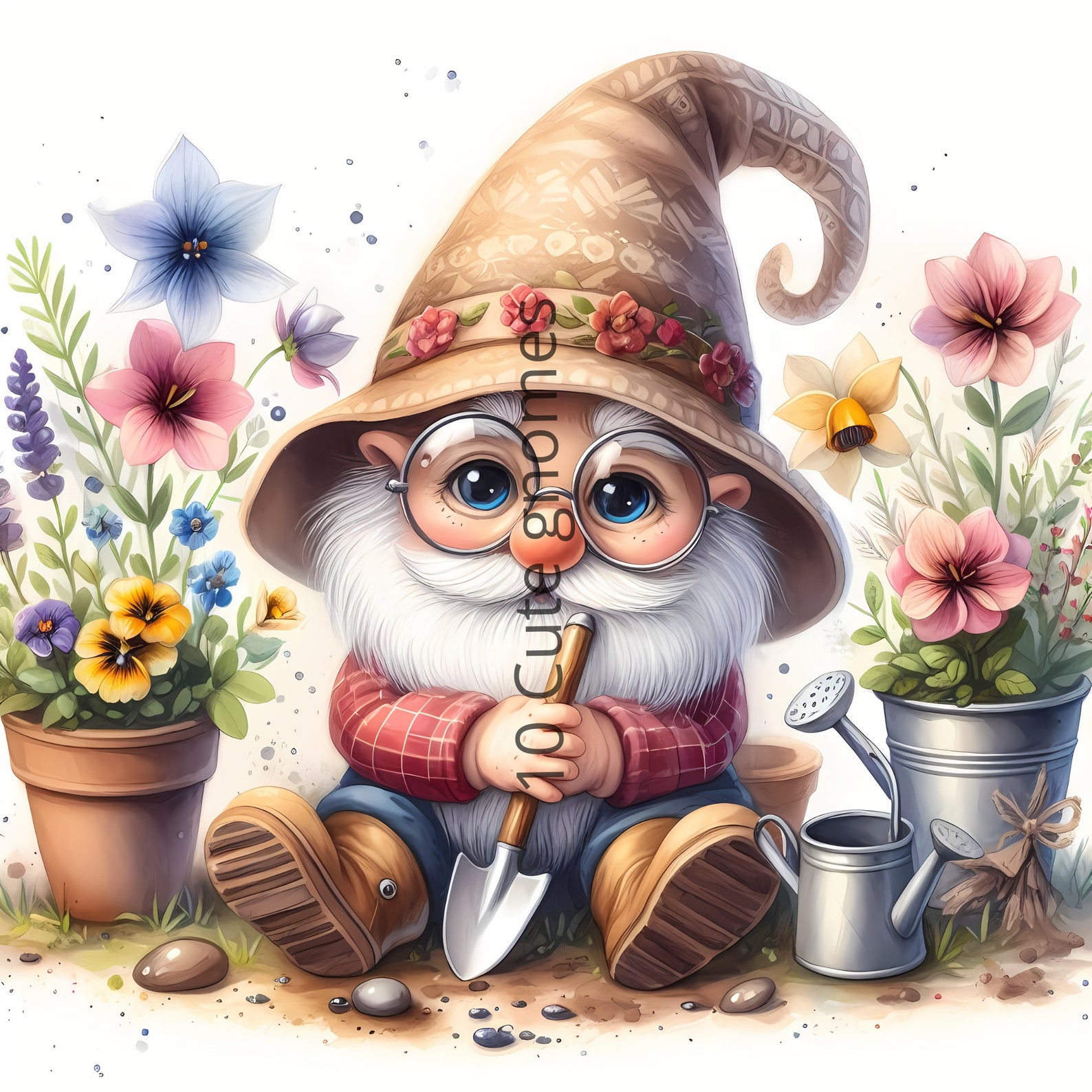 10 Gnomes Clipart Designs, Clipart Bundle, Watercolor, PNG and JPG ...