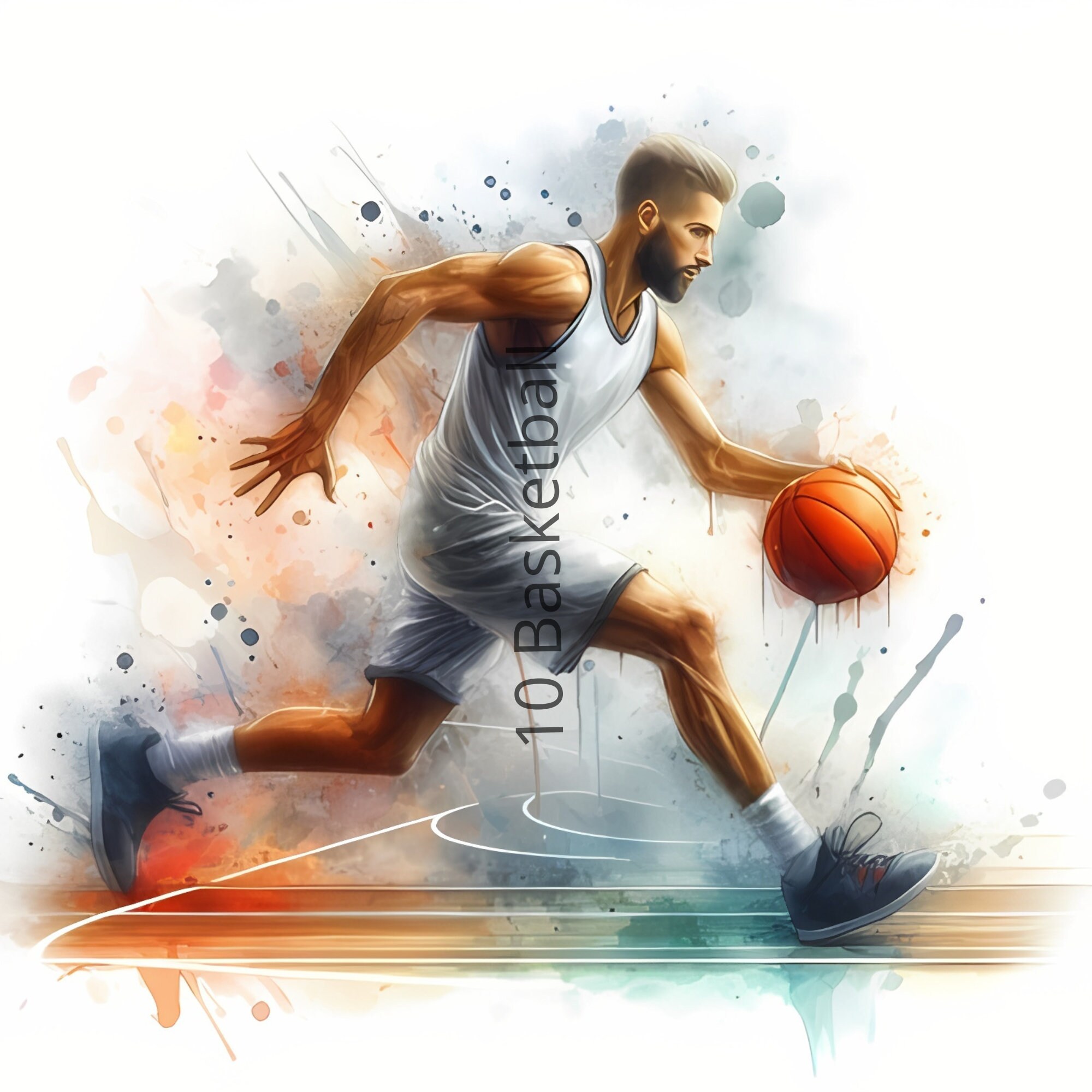 10 Basketball Clipart Designs, Clipart Bundle, Watercolor, PNG and JPG ...