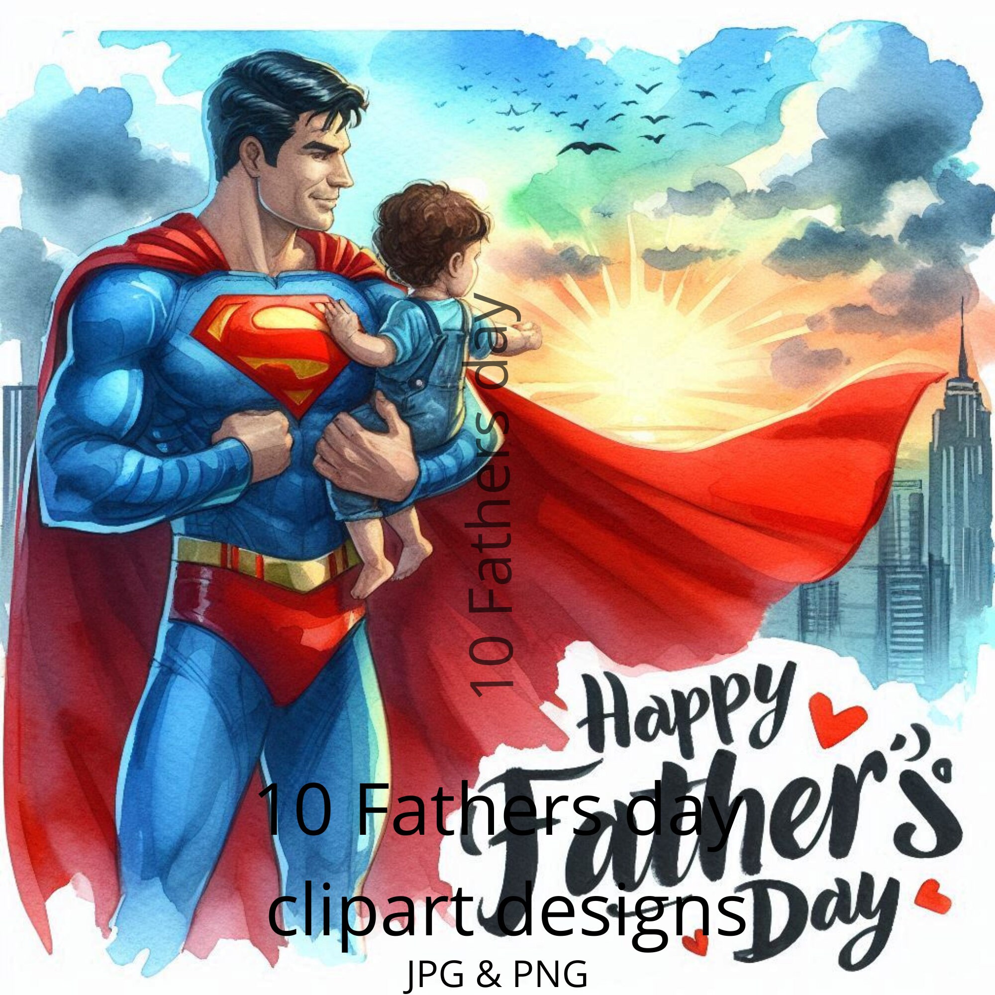10 Cute Fathers Day Clipart Designs, Watercolor, High Quality Clipart ...