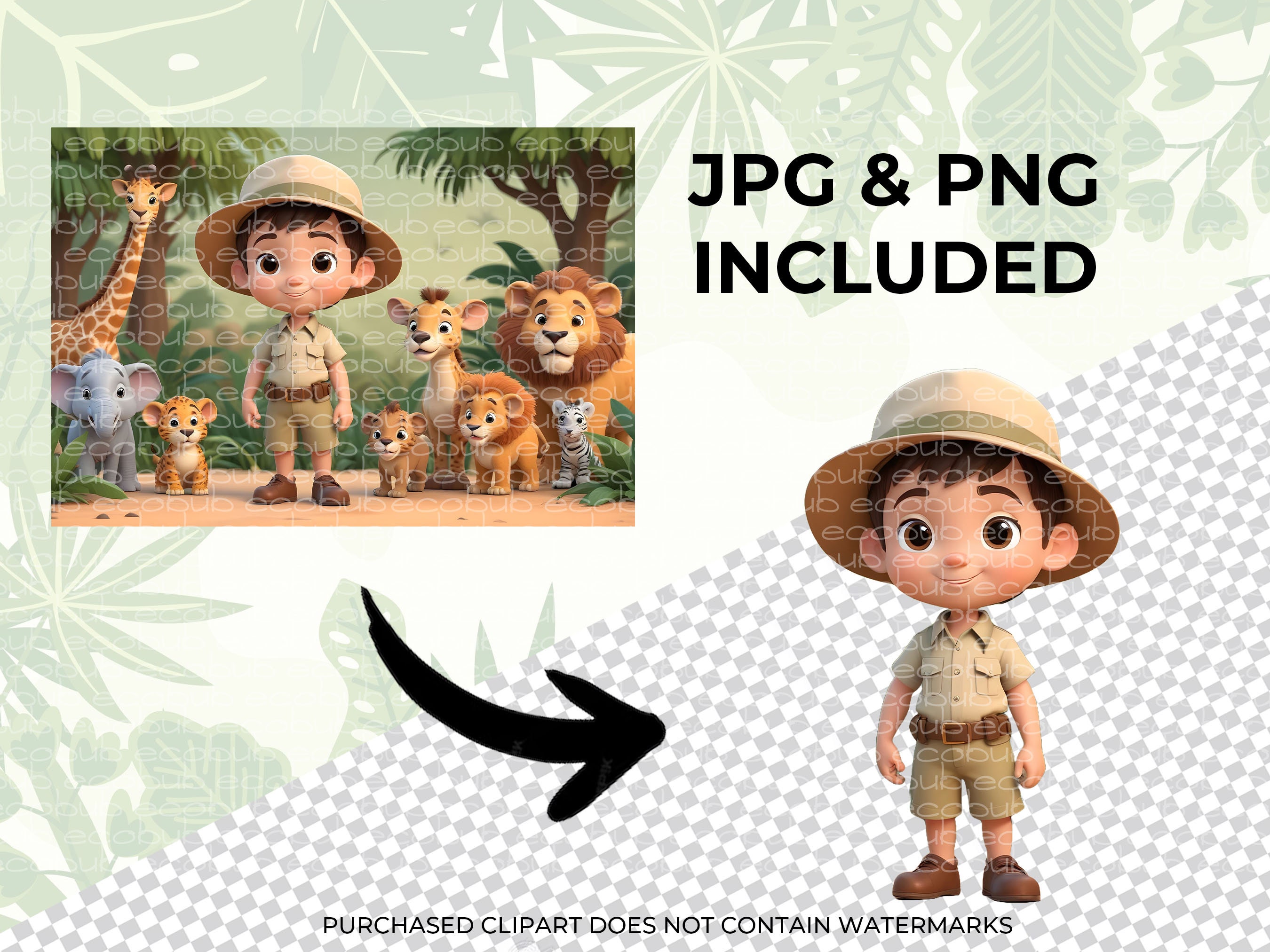 106 Safari Clipart Bundle, Safari Animals/people Digital PNG JPG ...