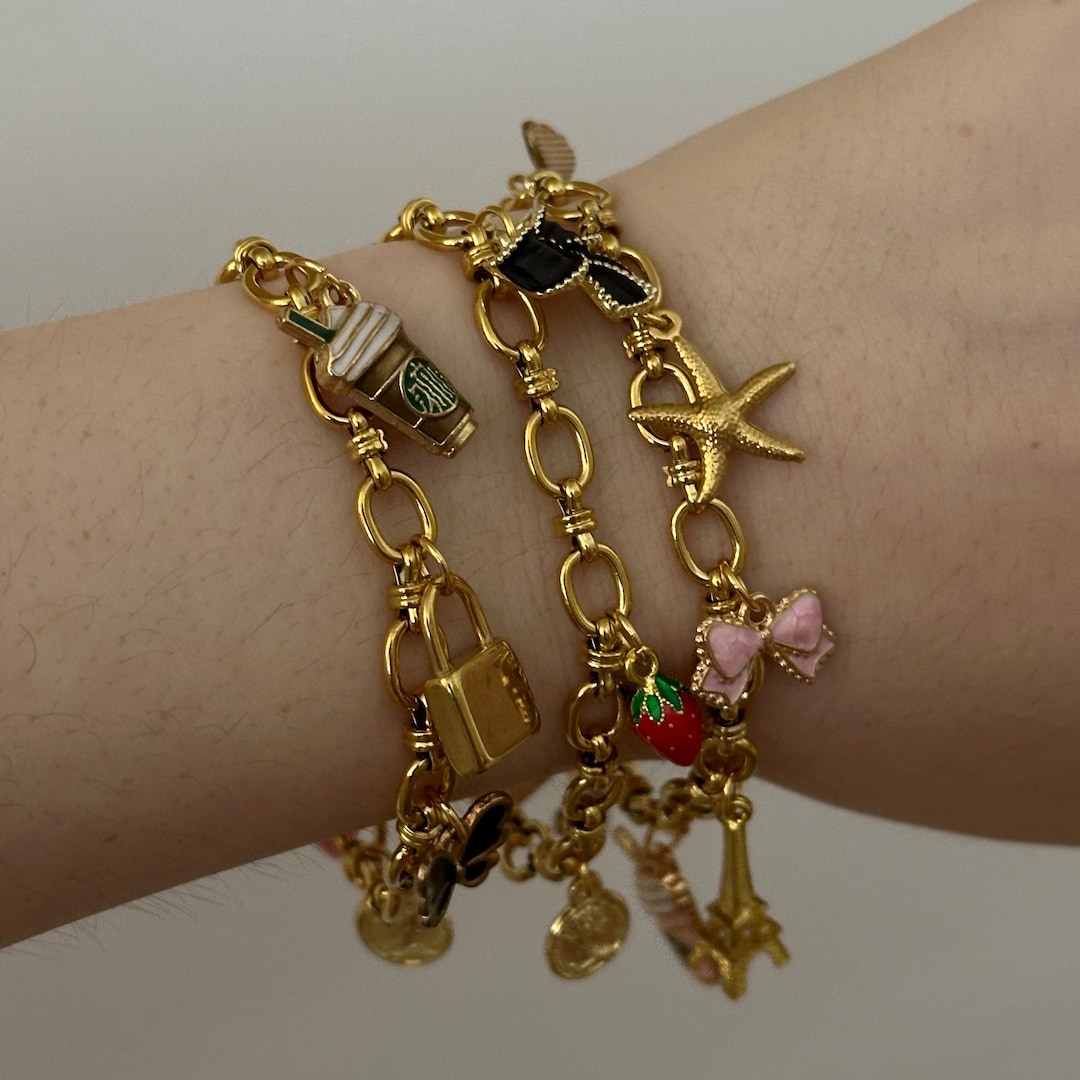 Build Your Own Vintage Charm Bracelet, Gold Charm Bracelet, Custom ...