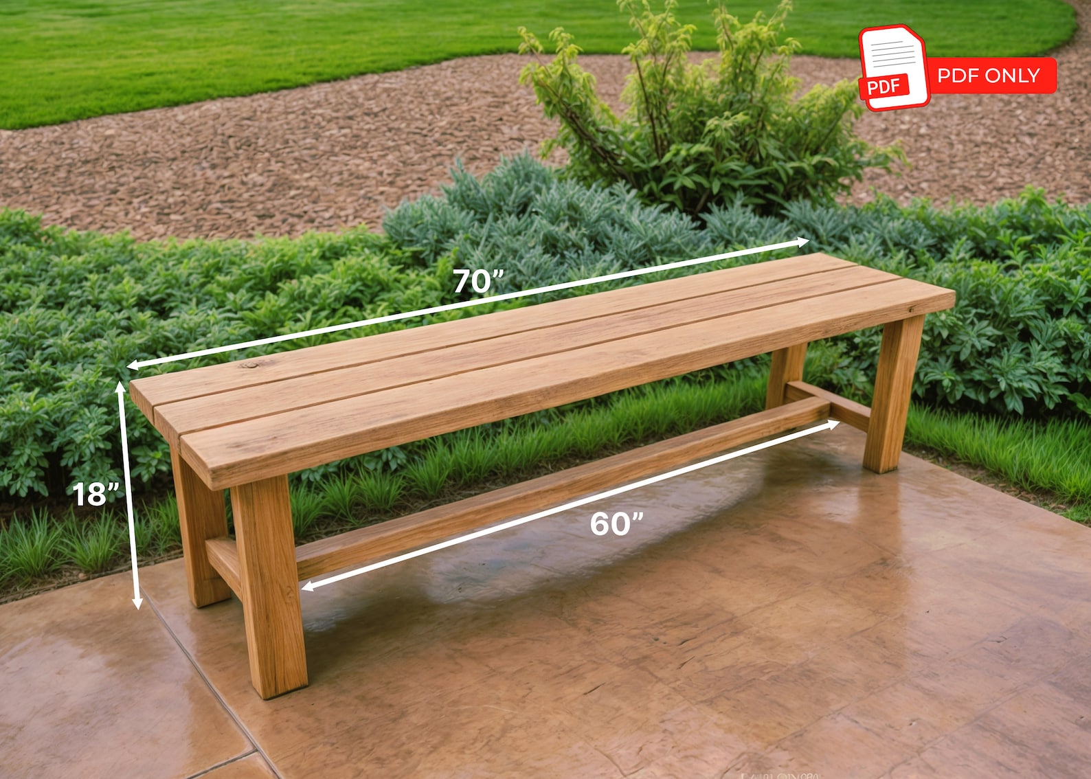 Easy DIY Bench, Patio Bench Plan, DIY Bench Plan, Garden Bench, Bench ...