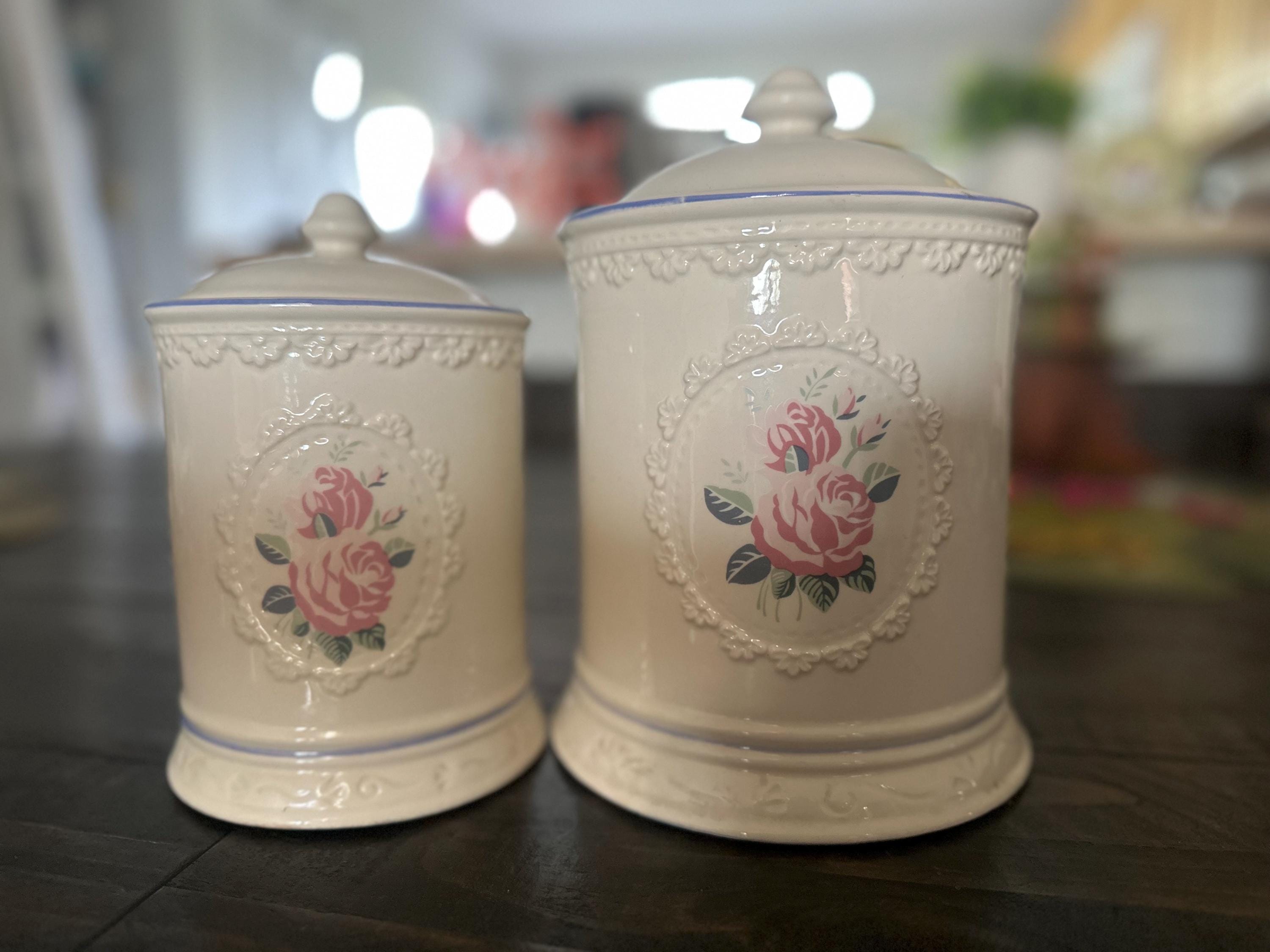 Vintage Victorian Lace Collection Floral Canister Set of 2 - Etsy