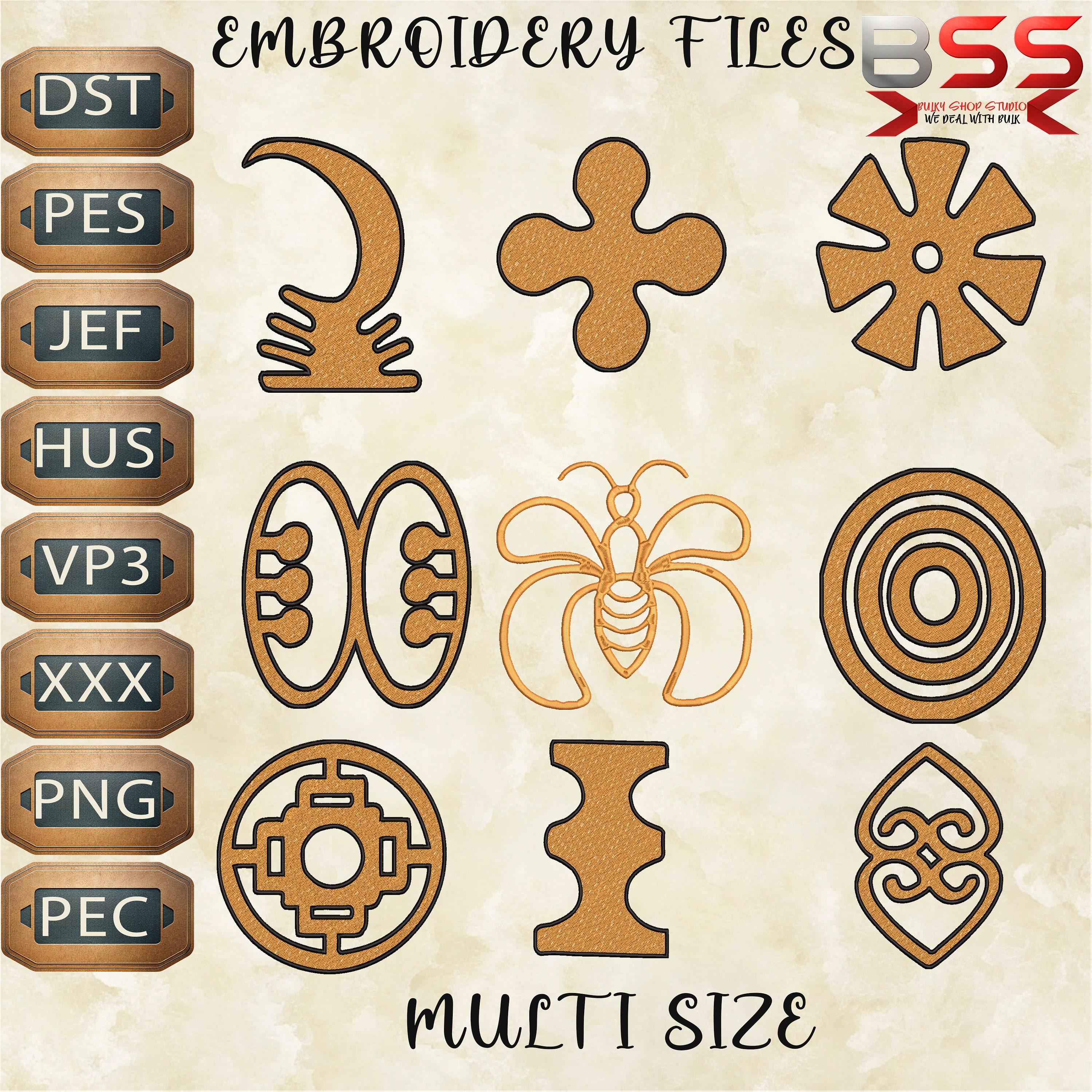 Adinkra Symbols Embroidery Files Bundle, Adinkra Symbols Pes Dst ...