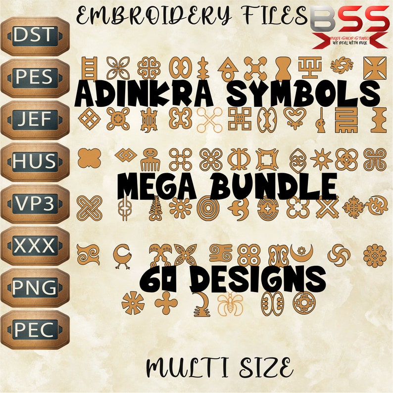 Adinkra Symbols Embroidery Files Bundle, Adinkra Symbols Pes Dst ...
