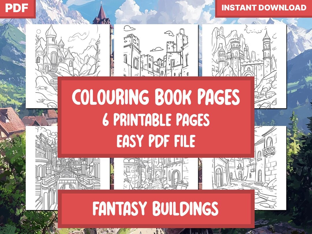 Printable Fantasy Building Colouring Pages for Kids and Adults Digital ...