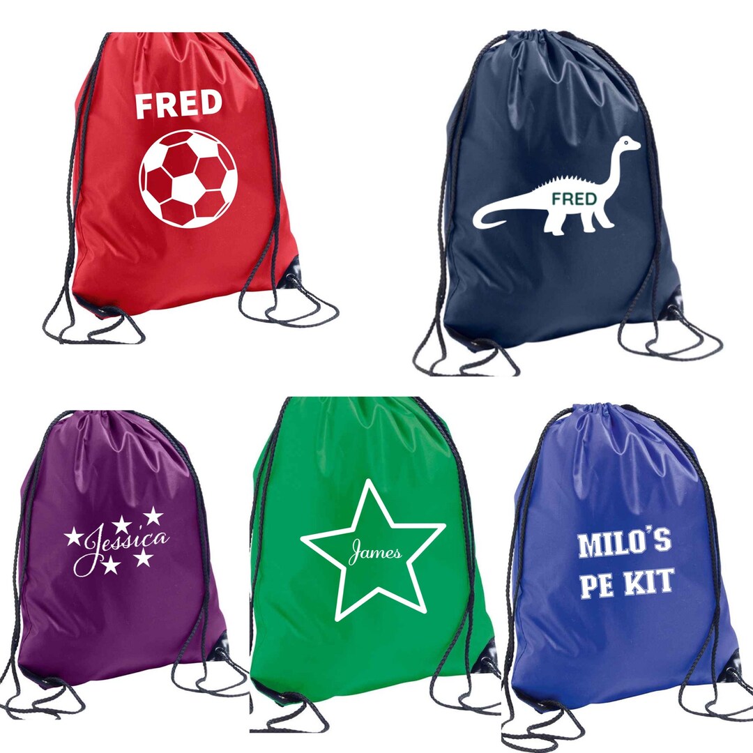 Personalised PE Bag Gym Bag Football Swimming Karate Kit Bag School Bag ...