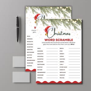 Christmas Word Scramble Game: Printable Holiday Activity (PDF) - Etsy