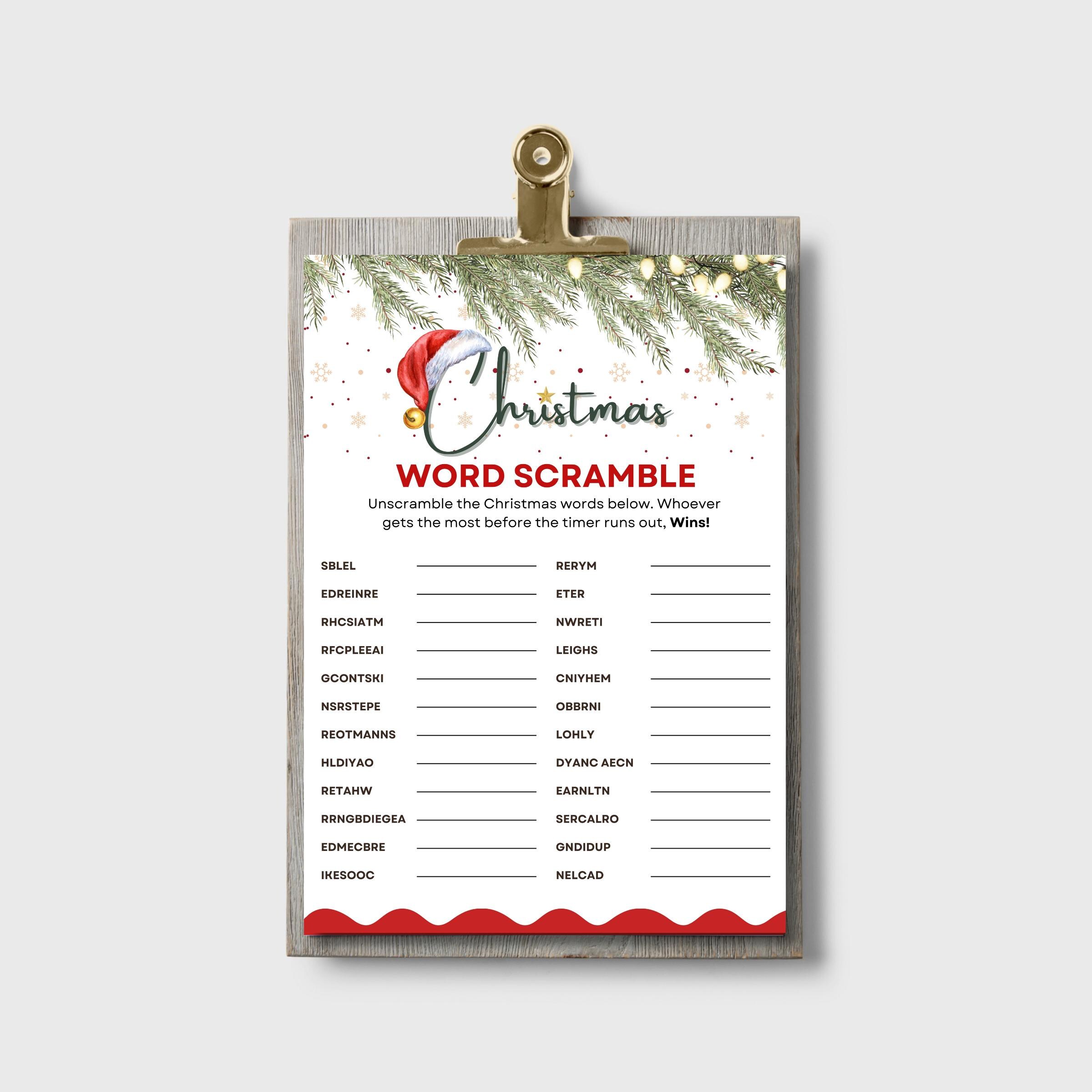 Christmas Word Scramble Game: Printable Holiday Activity (PDF) - Etsy
