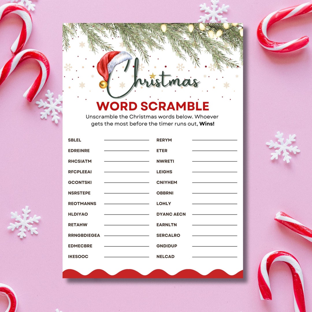 Christmas Word Scramble Game: Printable Holiday Activity (PDF) - Etsy