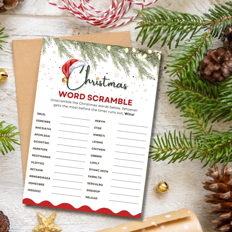 Christmas Word Scramble Game: Printable Holiday Activity (PDF) - Etsy