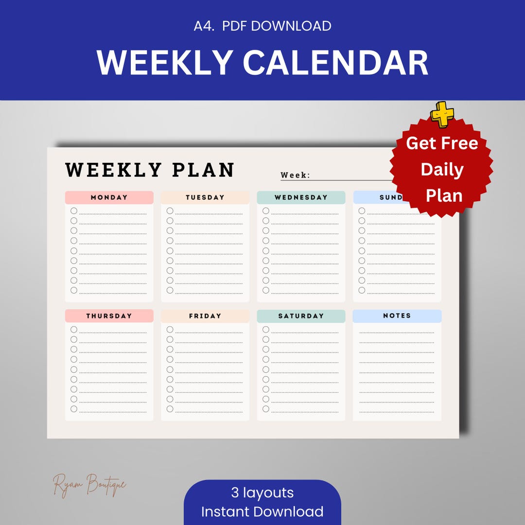 Weekly Planner, to Do List, Printable Weekly Plan, Kids/adult Chore ...