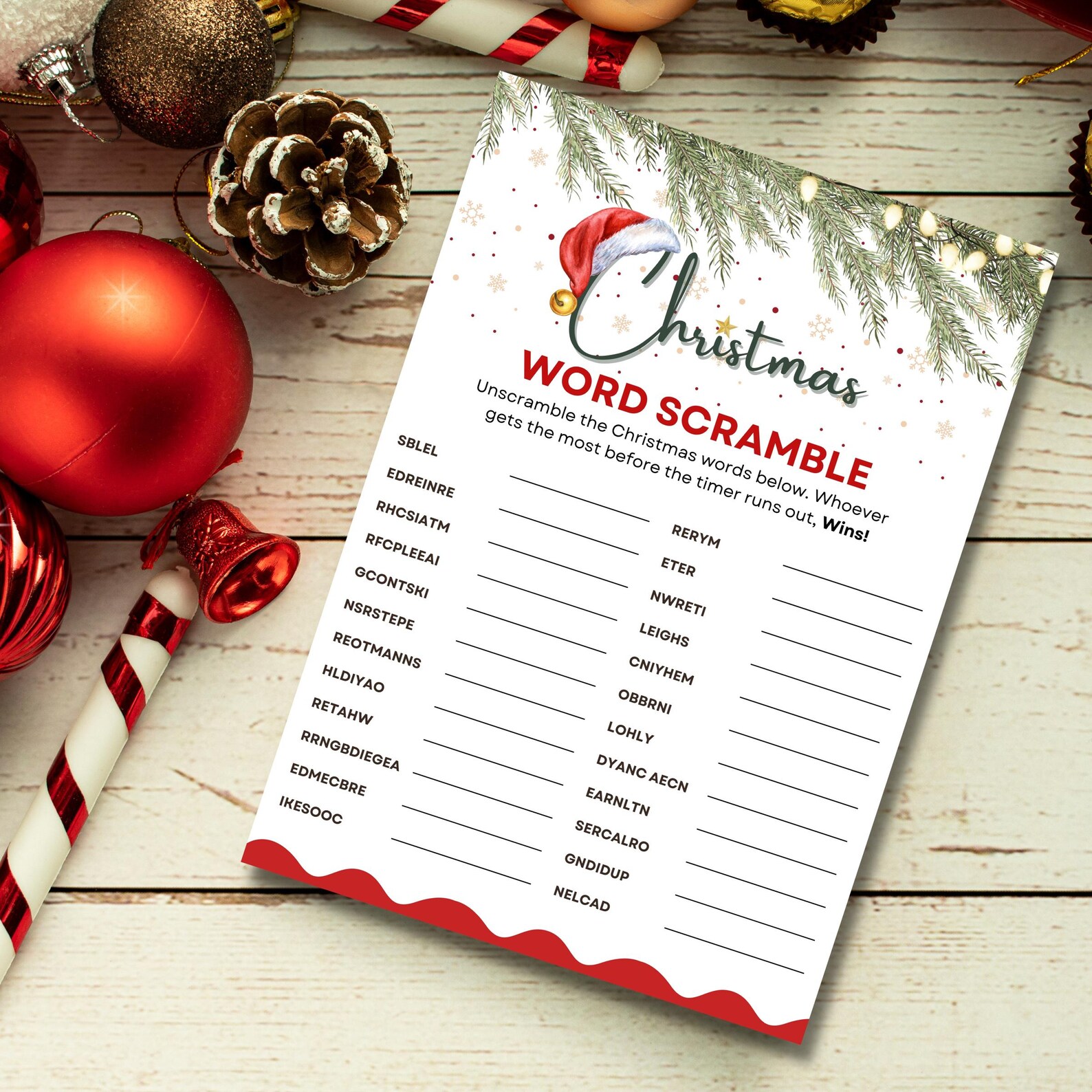 Christmas Word Scramble Game: Printable Holiday Activity (PDF) - Etsy