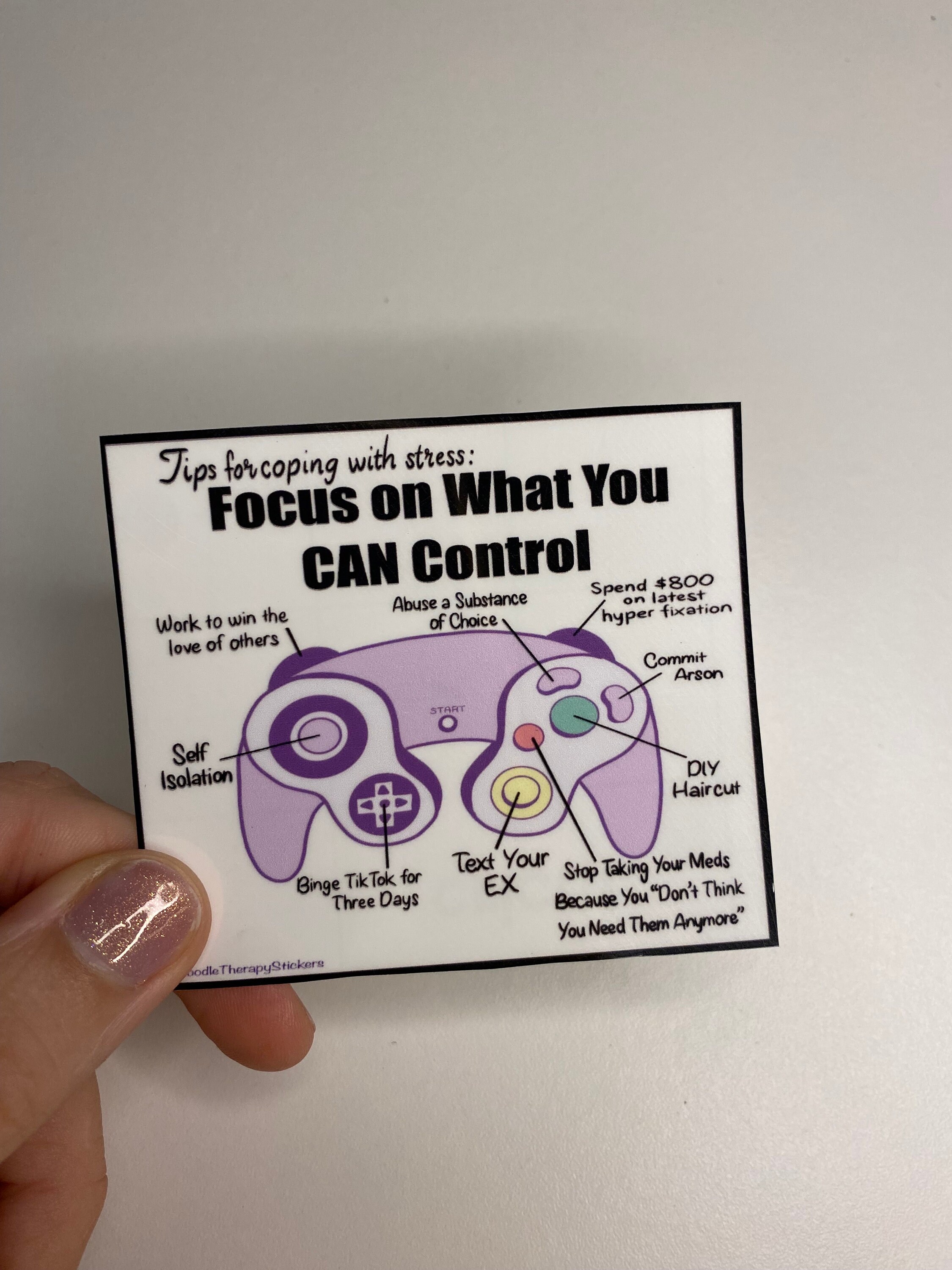 Gamecube Controller, Mental Health Meme Sticker, Hand Made and Drawn ...