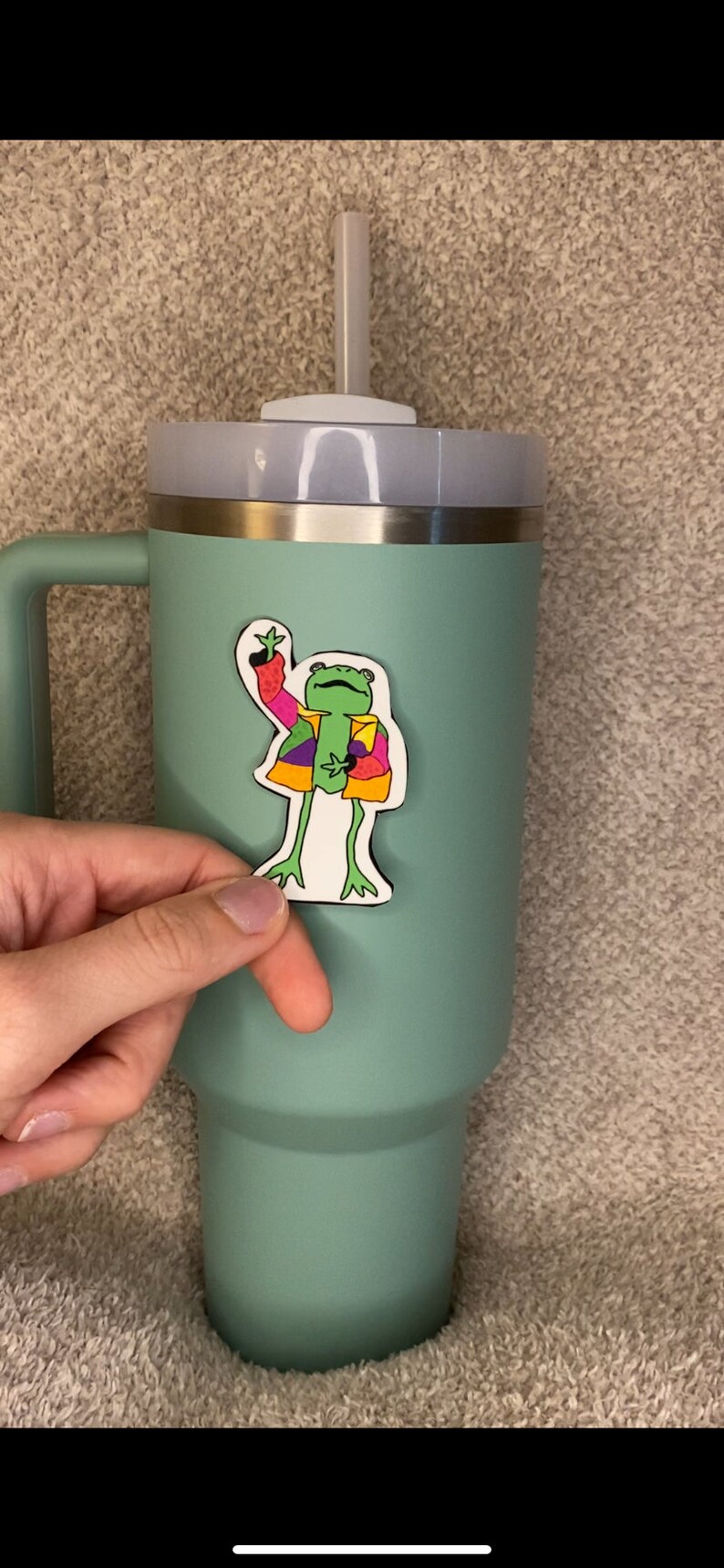 80s Disco Colorful Frog, Silly Sticker, Hand Made and Drawn the Water ...