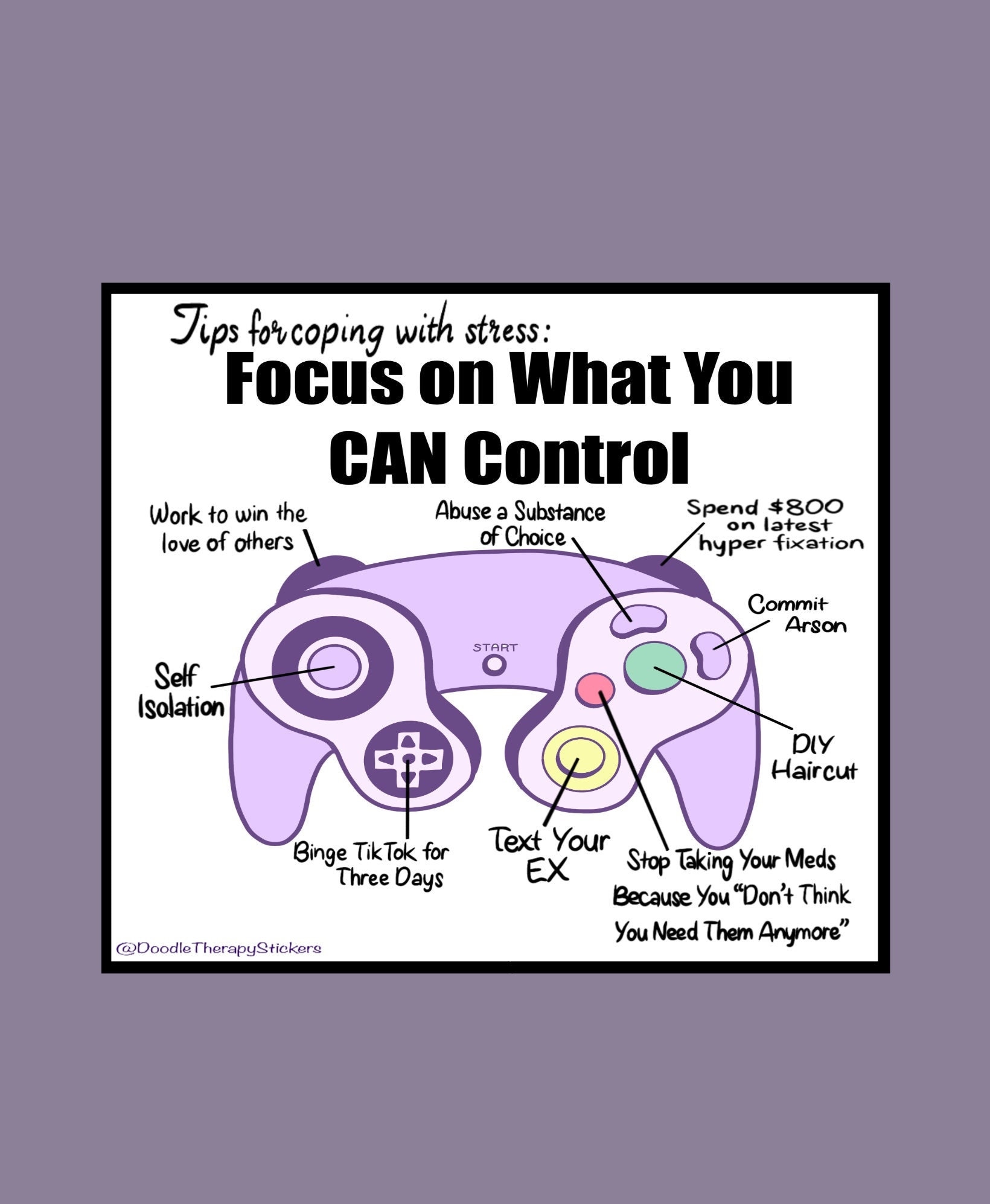 Gamecube Controller, Mental Health Meme Sticker, Hand Made and Drawn ...