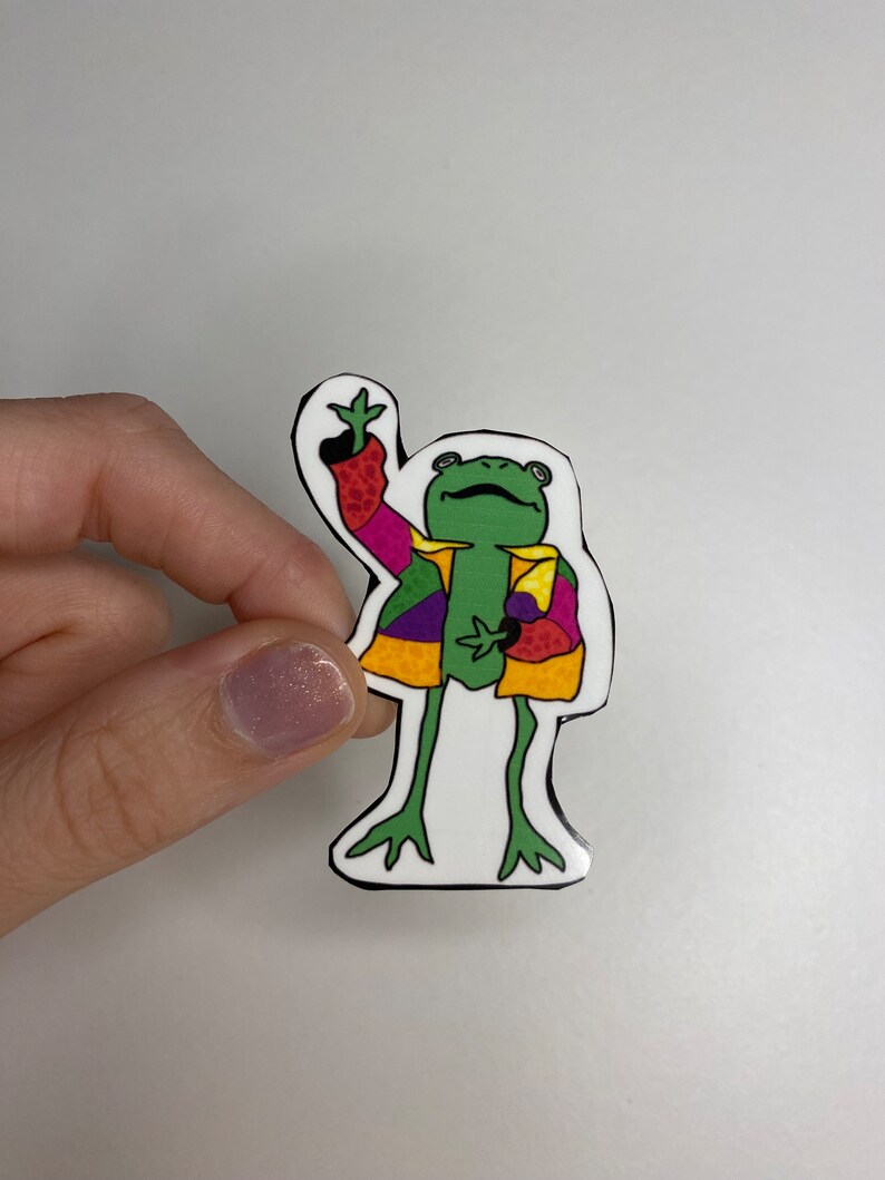 80s Disco Colorful Frog, Silly Sticker, Hand Made and Drawn the Water ...