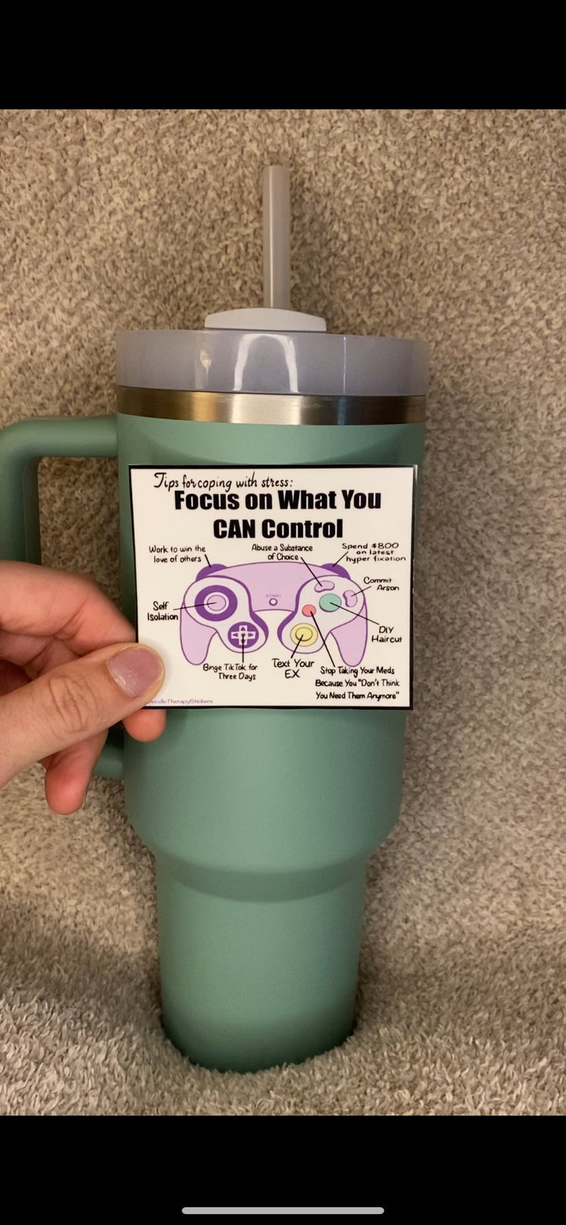 Gamecube Controller, Mental Health Meme Sticker, Hand Made and Drawn ...