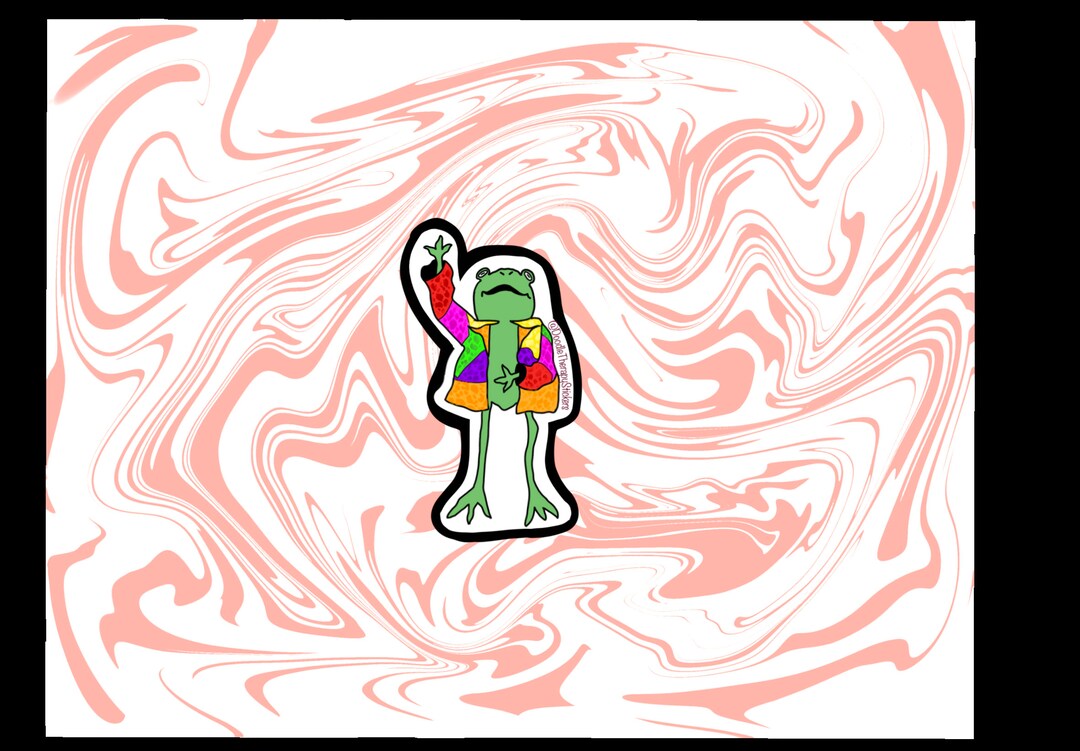 80s Disco Colorful Frog, Silly Sticker, Hand Made and Drawn! the Water ...