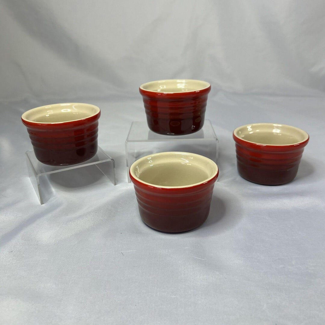 Set of 4 LE CREUSET Ribbed Stackable RAMEKINS Custard Cups 4 Oz. Ombre ...