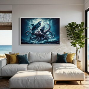 Shark Vs. Octopus Battle, Epic Sea Creature Fight,underwater Fantasy ...