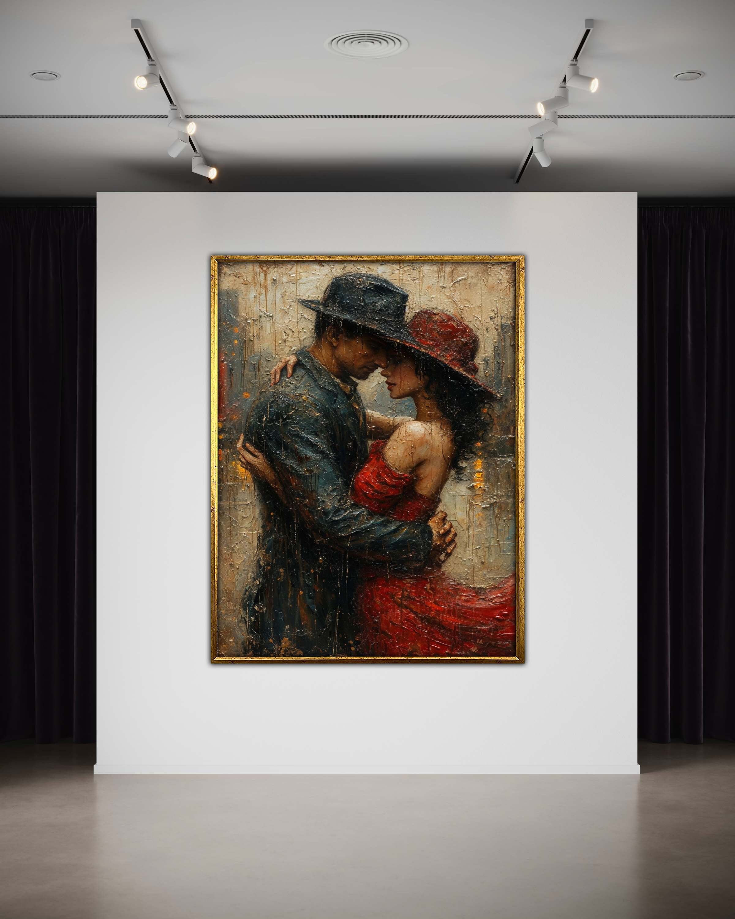 Passionate Embrace Canvas, Romantic Couple Wall Art, Intimate Dance ...