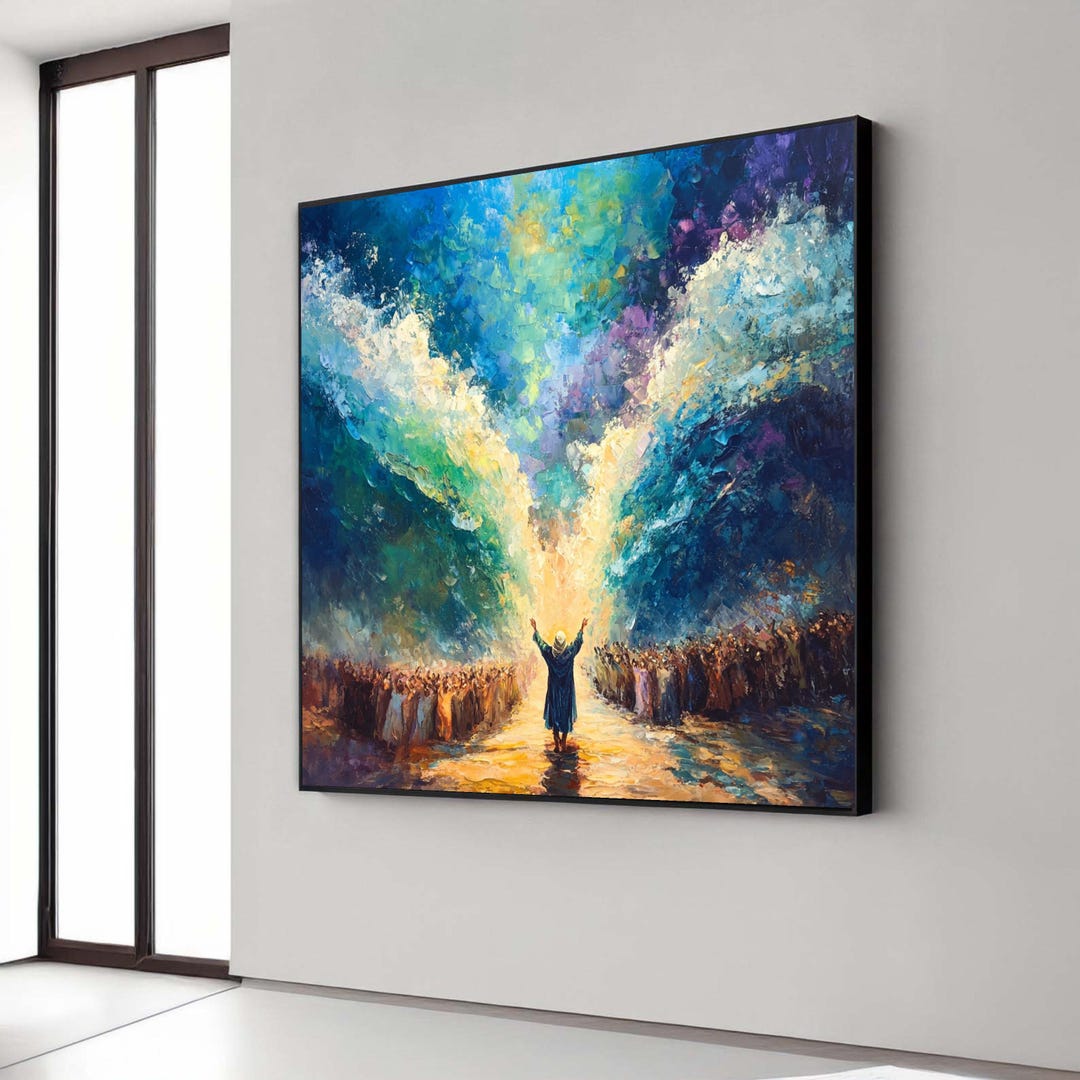 Inspirational Moses Parting Red Sea Canvas, Biblical Wall Art ...