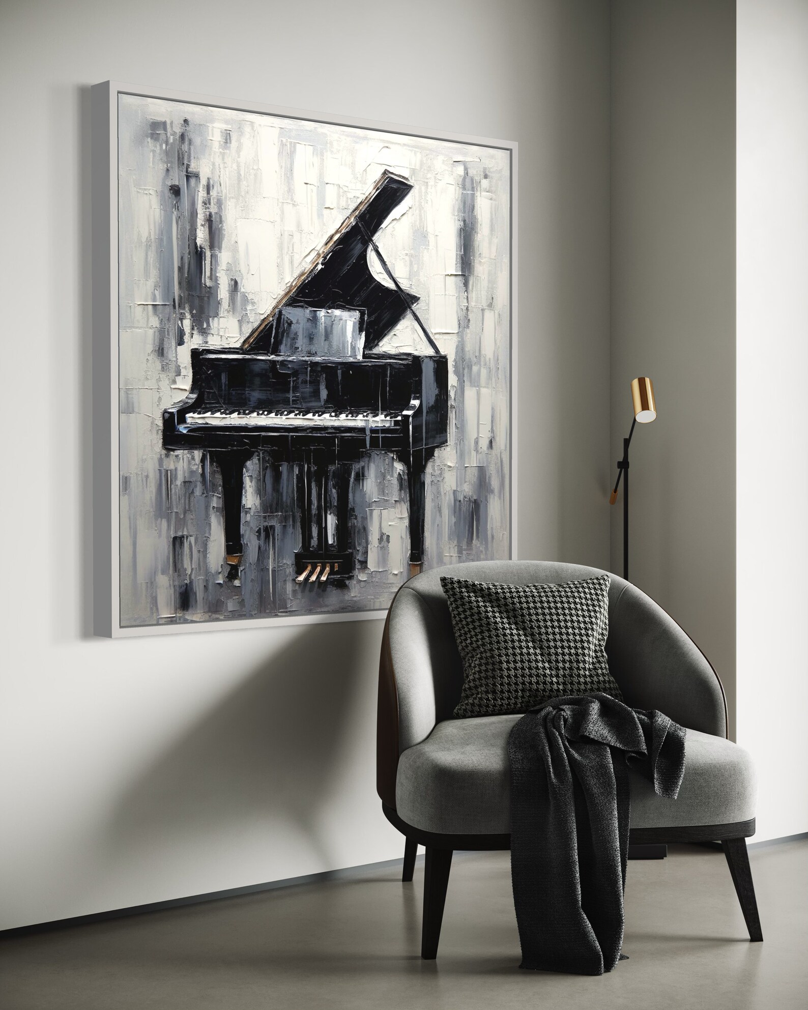 Music Lovers Black White Canvas Art, Abstract Piano Wall Decor, Ready ...