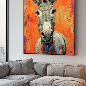 Abstract Donkey Portrait, Animal Canvas Art, Modern Wall Decor, Animal ...