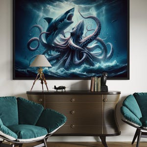 Shark Vs. Octopus Battle, Epic Sea Creature Fight,underwater Fantasy ...