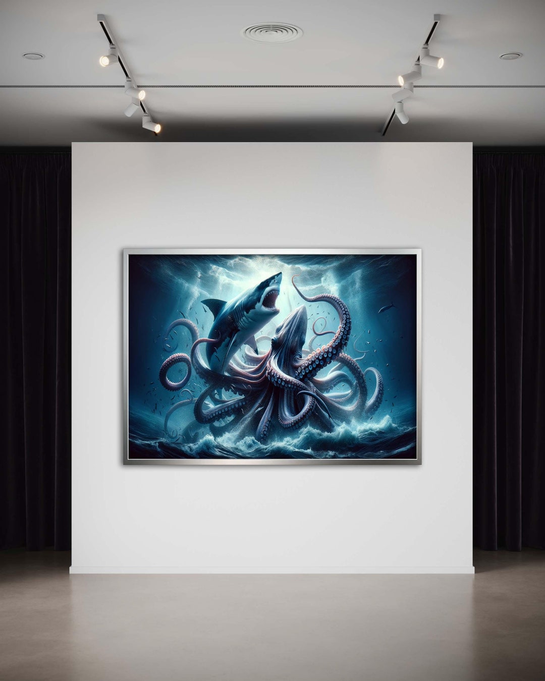 Shark Vs. Octopus Battle, Epic Sea Creature Fight,underwater Fantasy ...