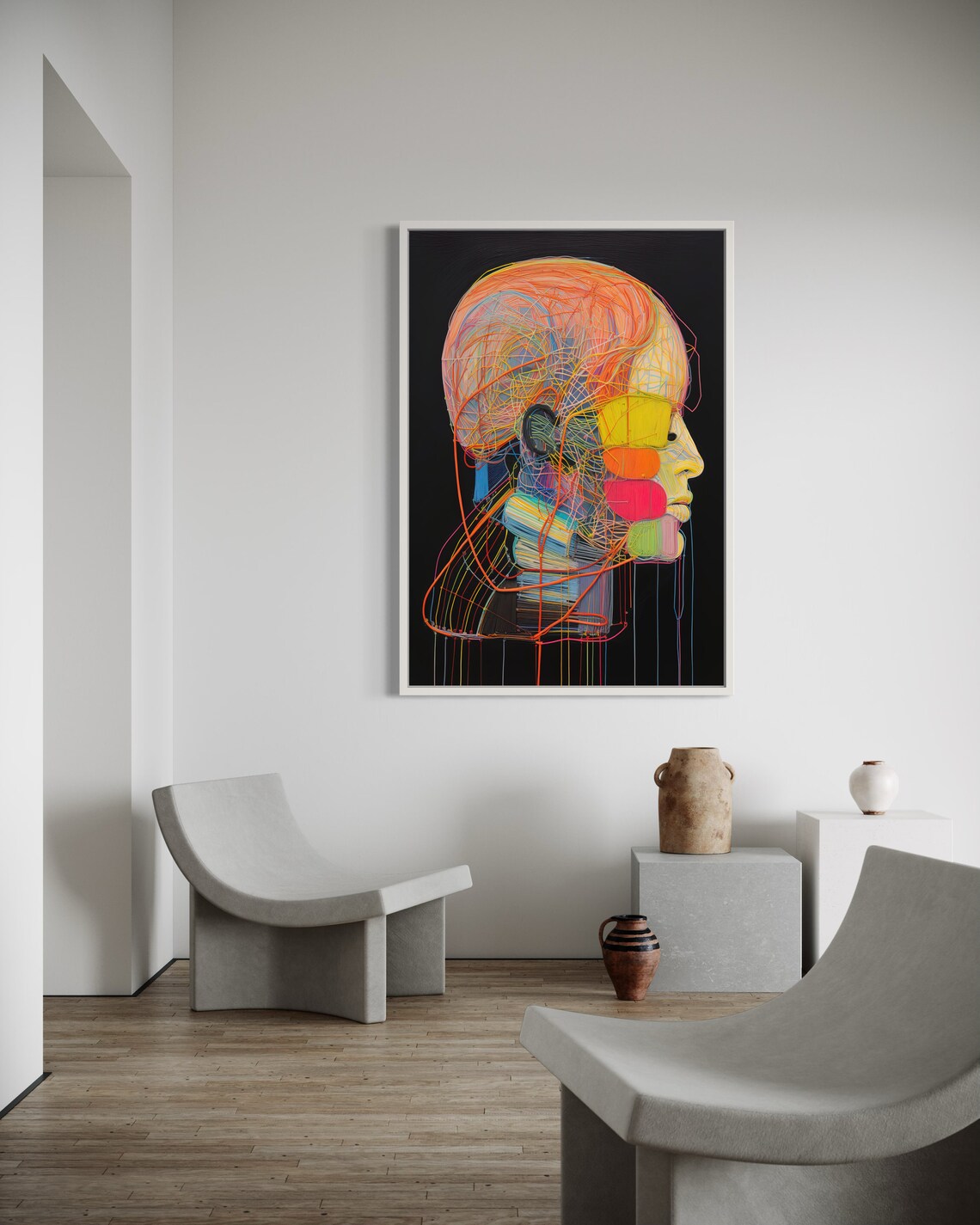 Skull Wall Art, Colorful Skull Portrait Canvas, Modern Abstract Wall ...