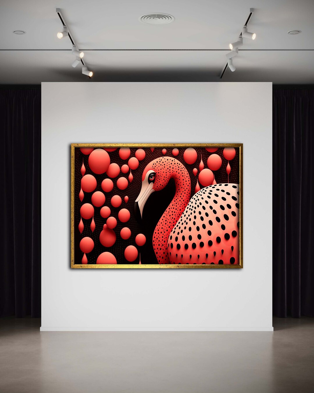 3D Art, Abstract Flamingo Art, Modern Pink Flamingo Canvas ...