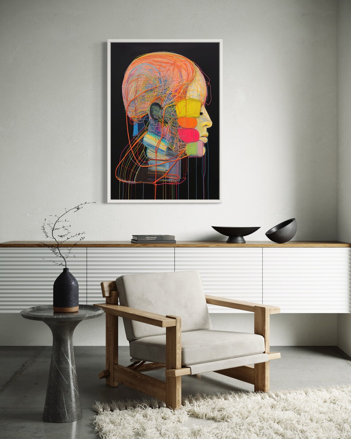Skull Wall Art, Colorful Skull Portrait Canvas, Modern Abstract Wall ...
