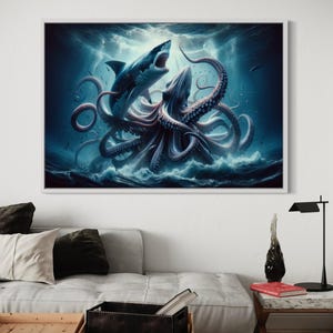 Shark Vs. Octopus Battle, Epic Sea Creature Fight,underwater Fantasy ...