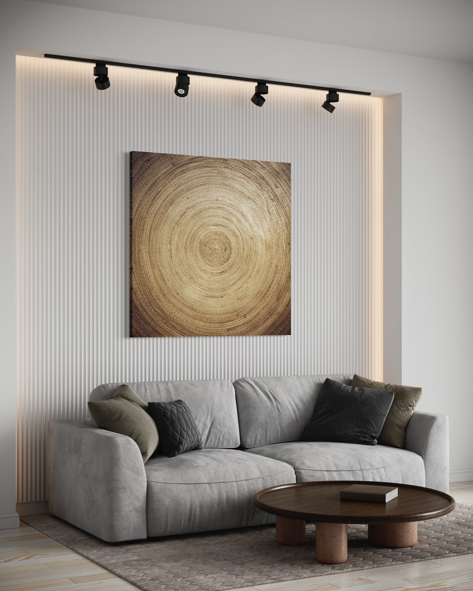 Rustic Spiral Wall Art, Abstract Circle Canvas, Textured Home Decor ...