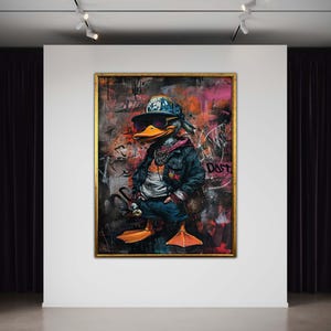 Street Style Duck Canvas, Urban Graffiti Art, Hipster Duck Painting ...