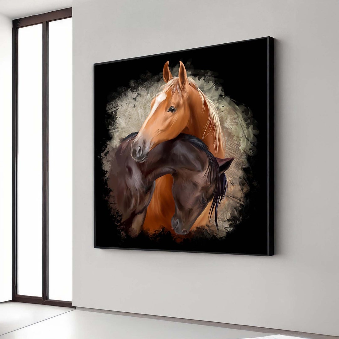 Horse Wall Art, Majestic Horse Duo Canvas, Equine Wall Art, Horse ...