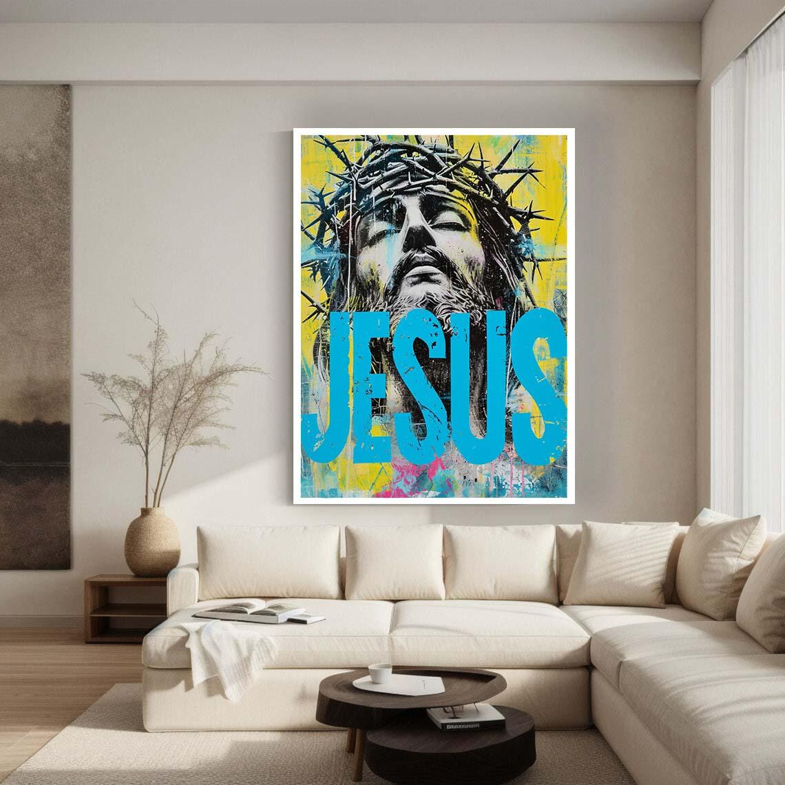 Jesus Graffiti Canvas, Urban Religious Art, Jesus Christ Wall Decor ...