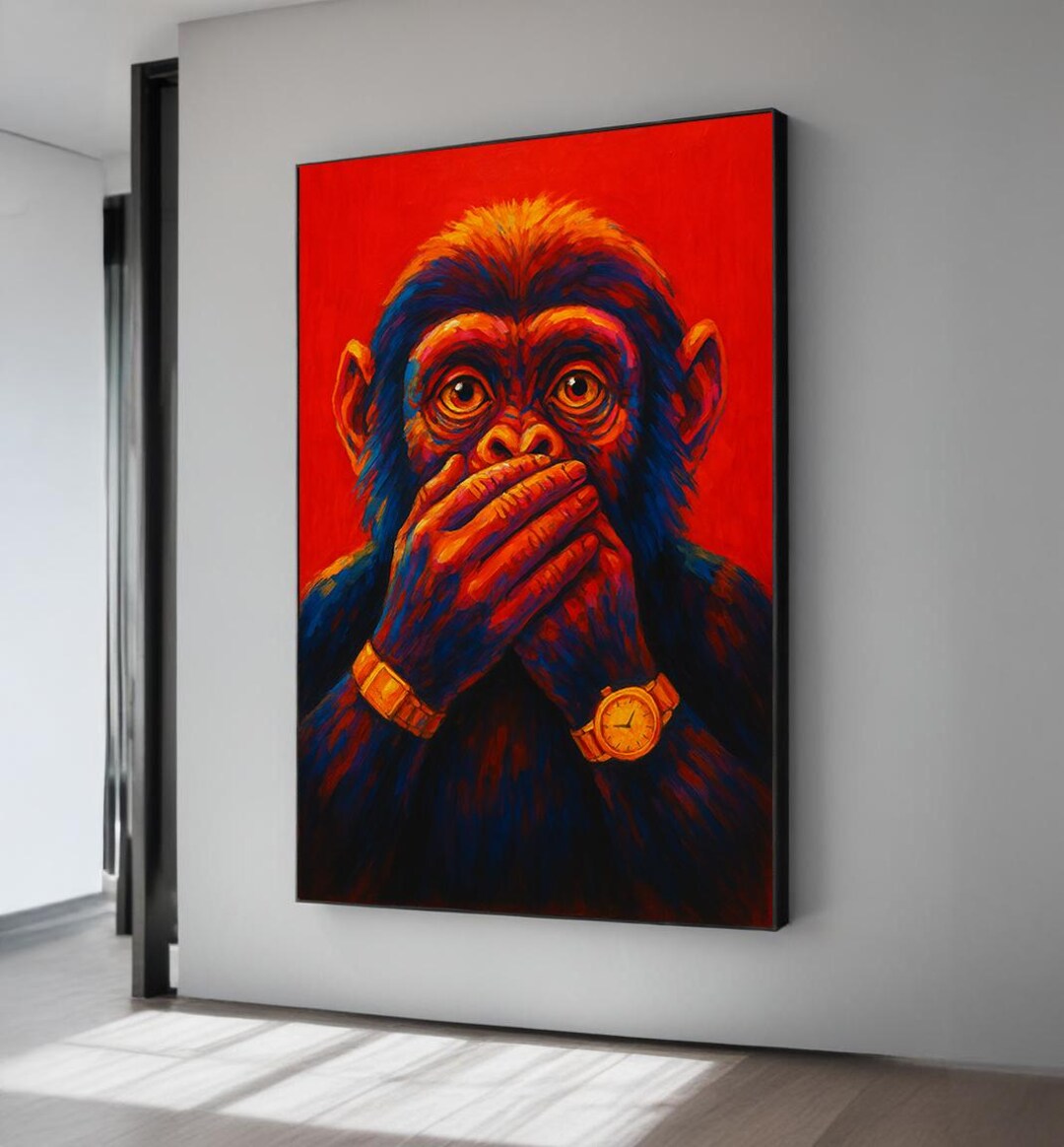 Colorful Monkey Canvas, Pop Art Monkey, Bold Animal Wall Art, Monkey Art Print, Modern Wall Art ...