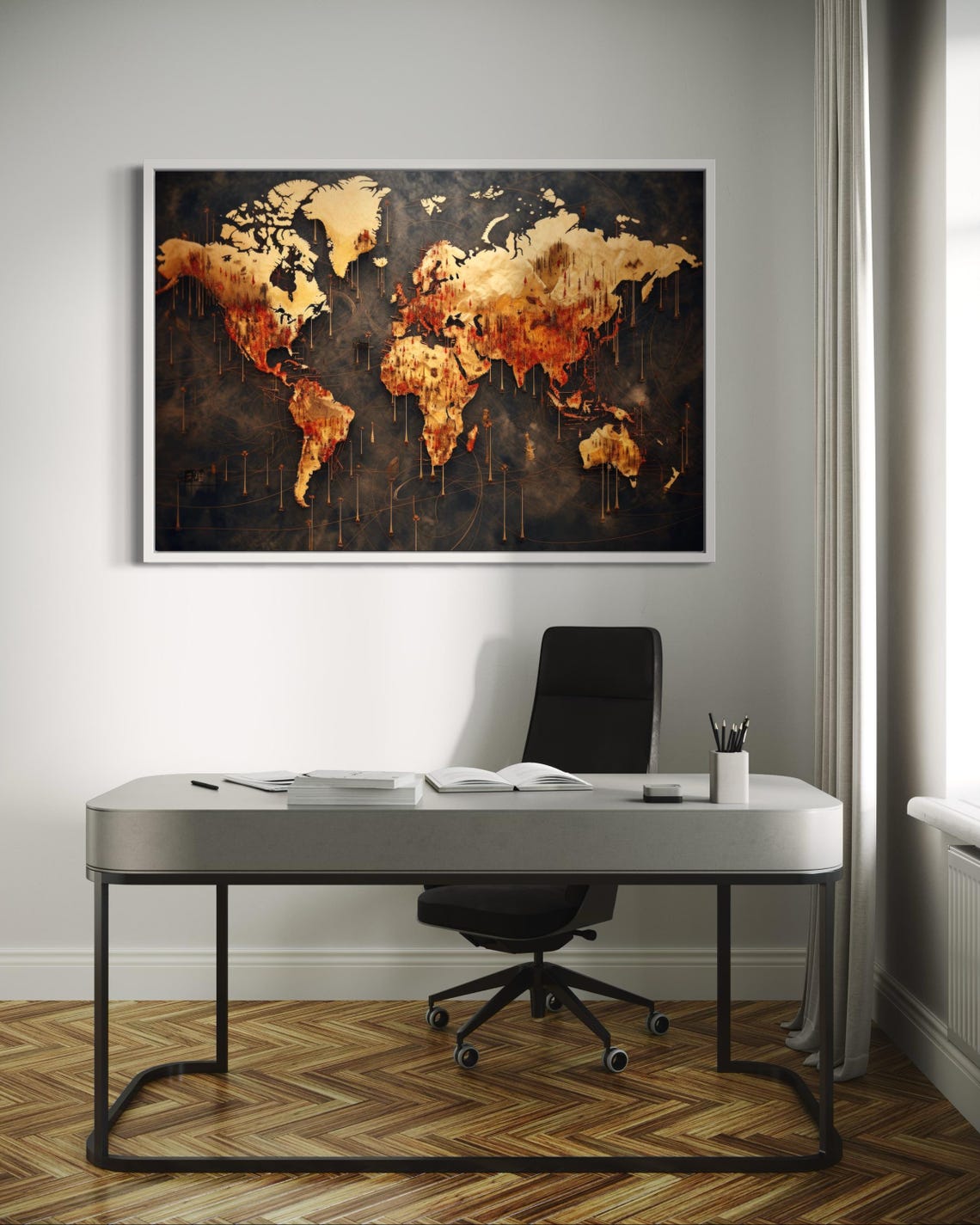 Abstract World Map Art,modern Global Wall Art,textured World Map Canvas ...